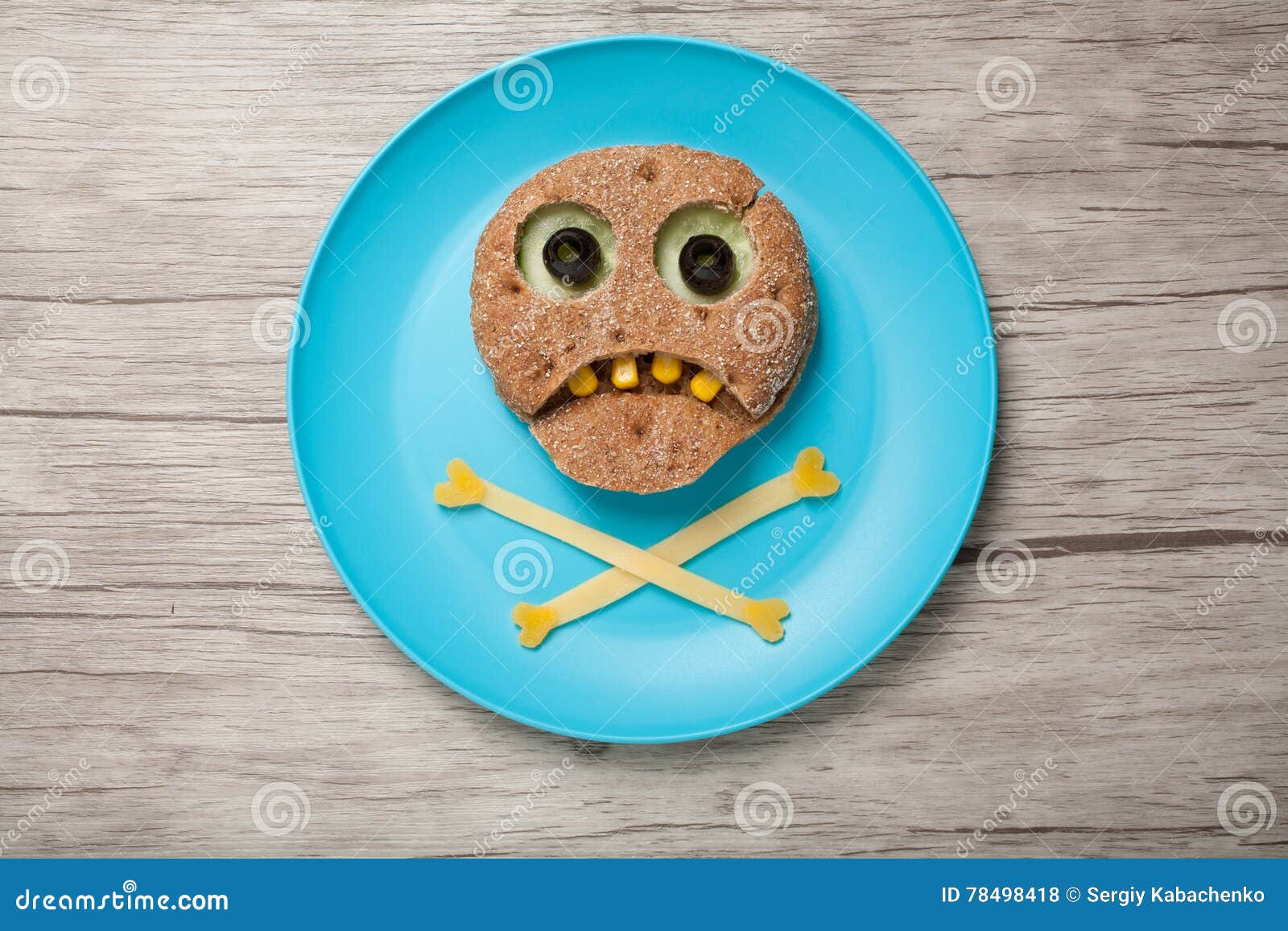 Halloween Skull Made of Bread and Vegetables Stock Photo - Image of ...