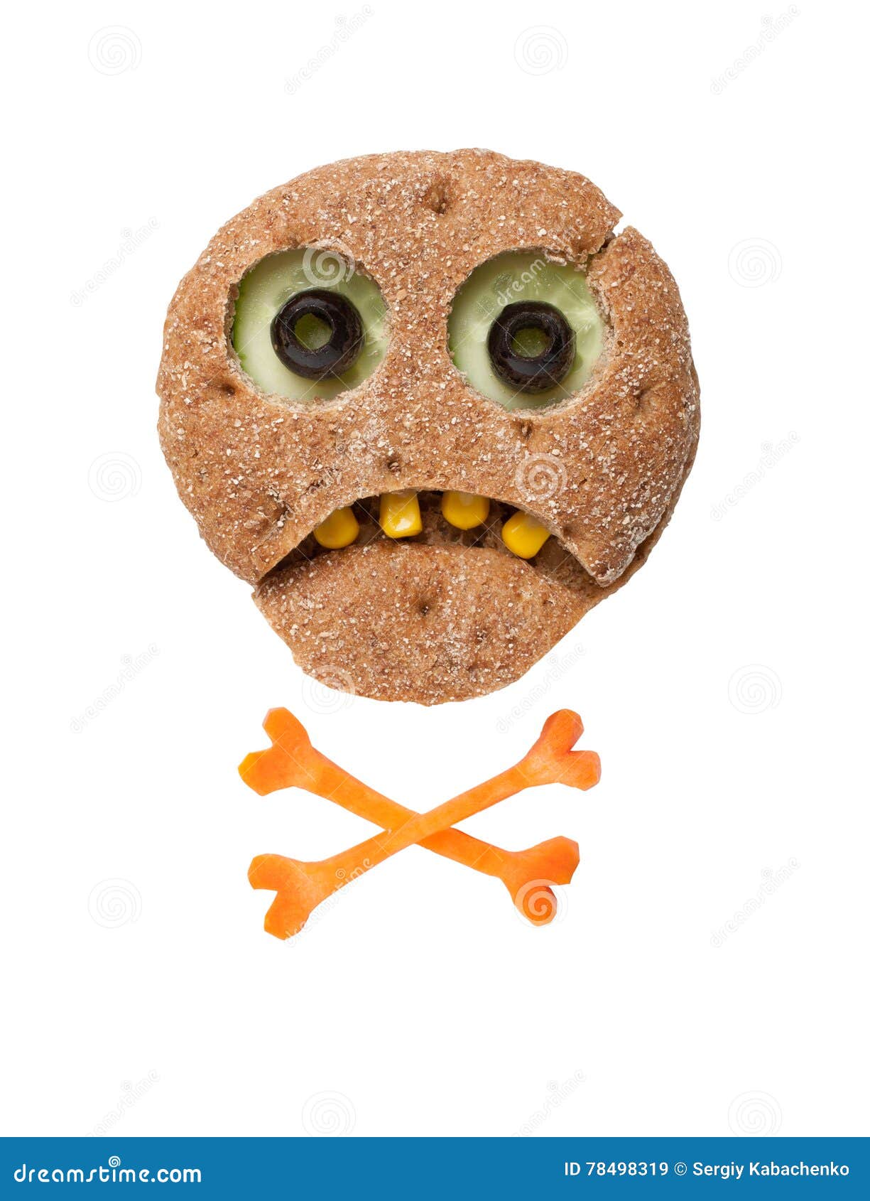 Halloween Skull Made of Bread and Vegetables Stock Image - Image of ...