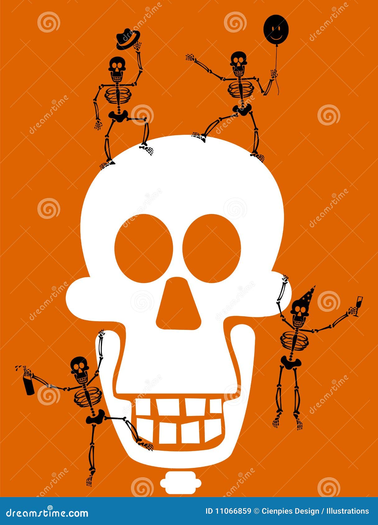 Halloween Skull and Skeletons. Greeting Card Stock Vector ...