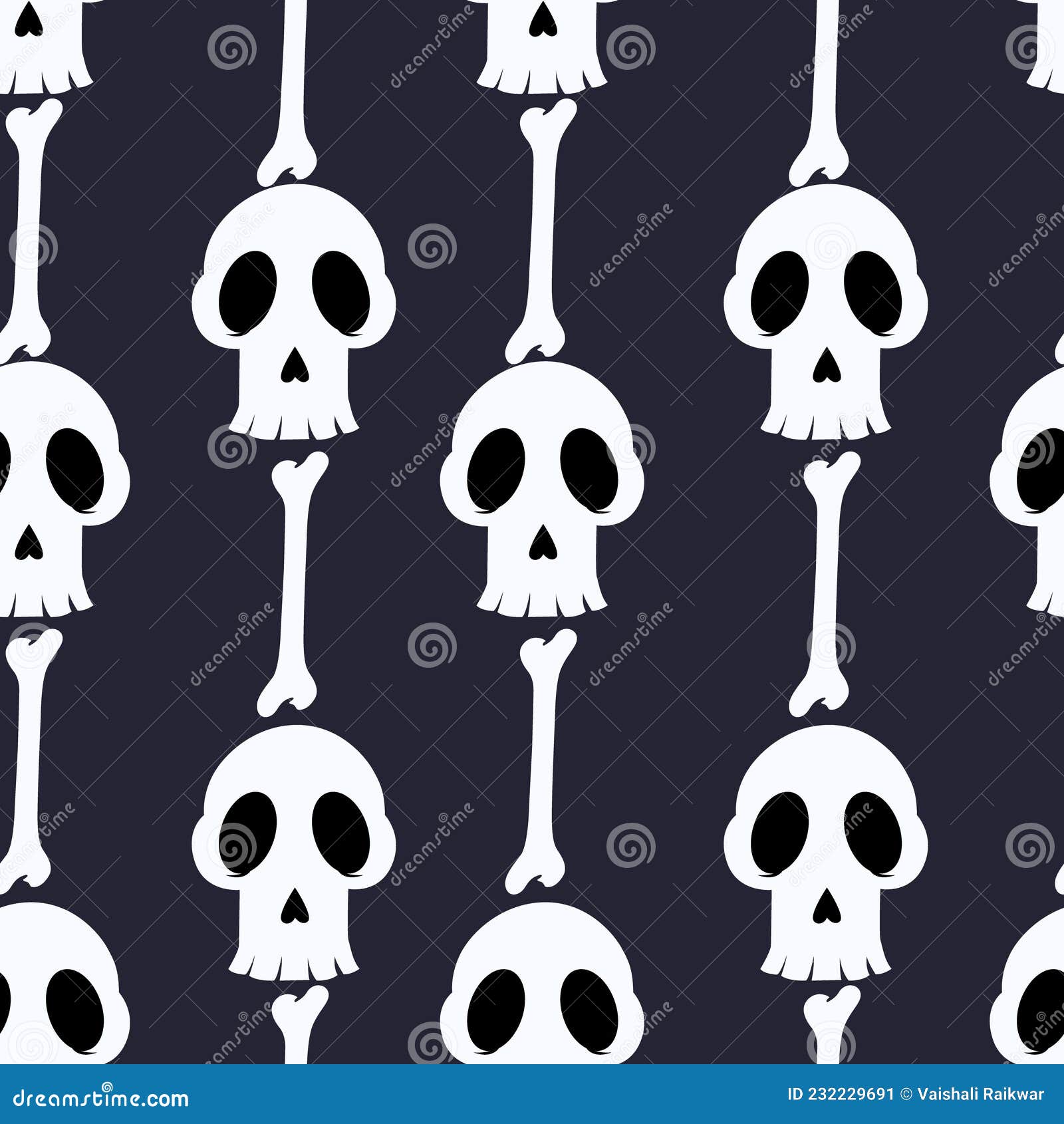 Halloween Skulls Face Vector Seamless Repeat Pattern. Royalty-Free ...