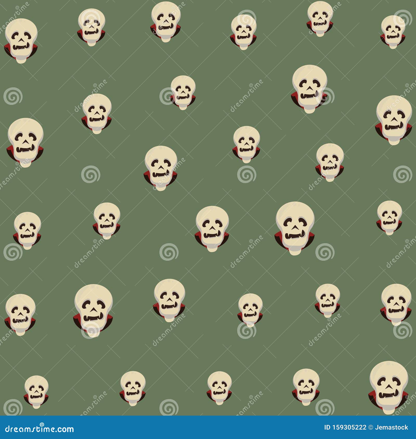 Halloween Skulls Heads Pattern Background Stock Vector - Illustration ...