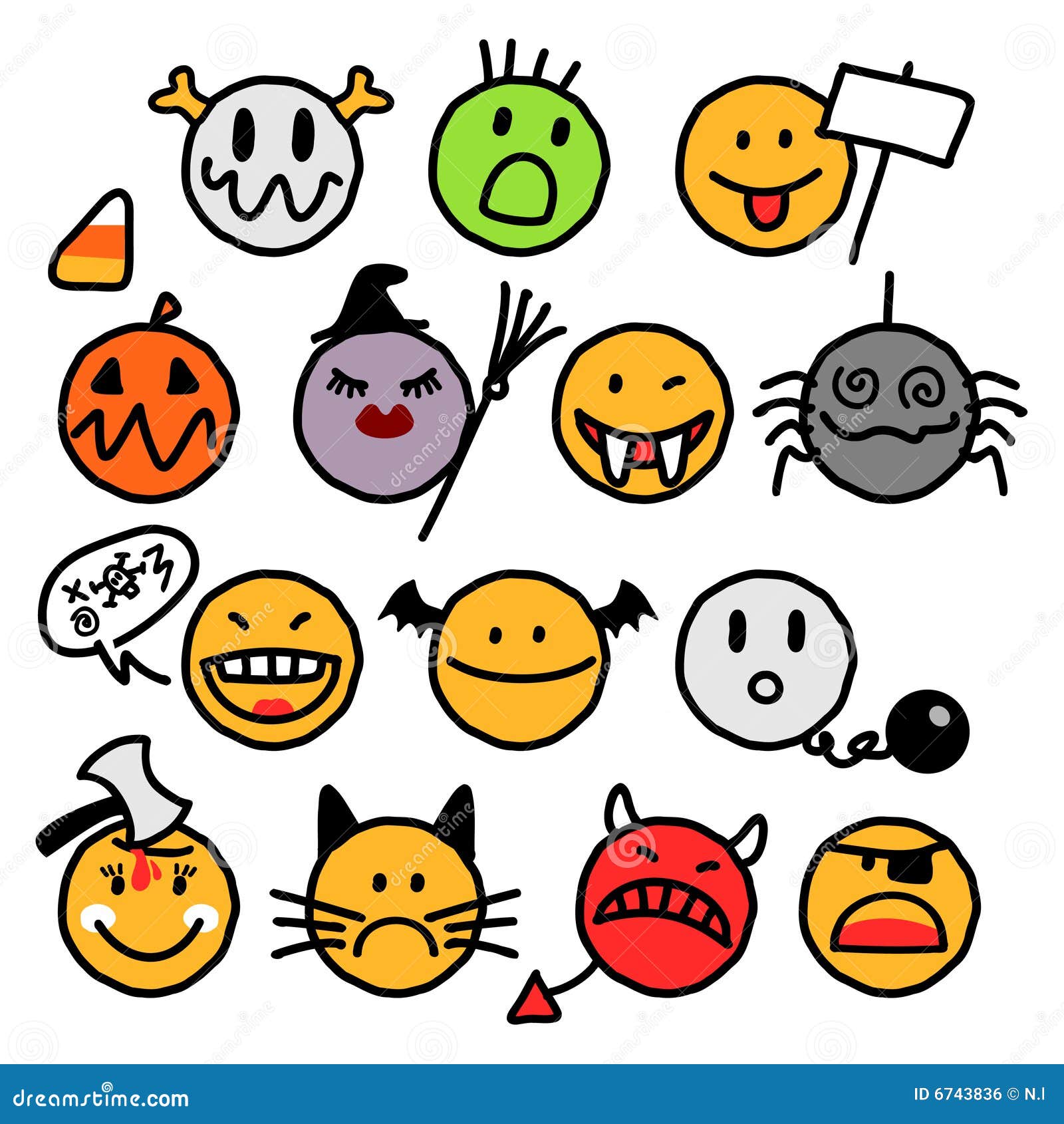 Halloween smileys stock vector. Illustration of party - 6743836