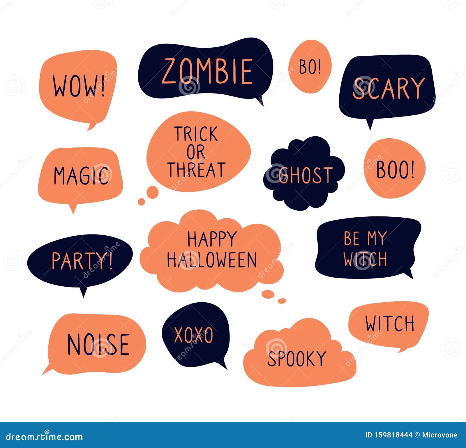 Halloween Speech Bubbles. Trick or Threat, Happy Halloween, Ghost and ...