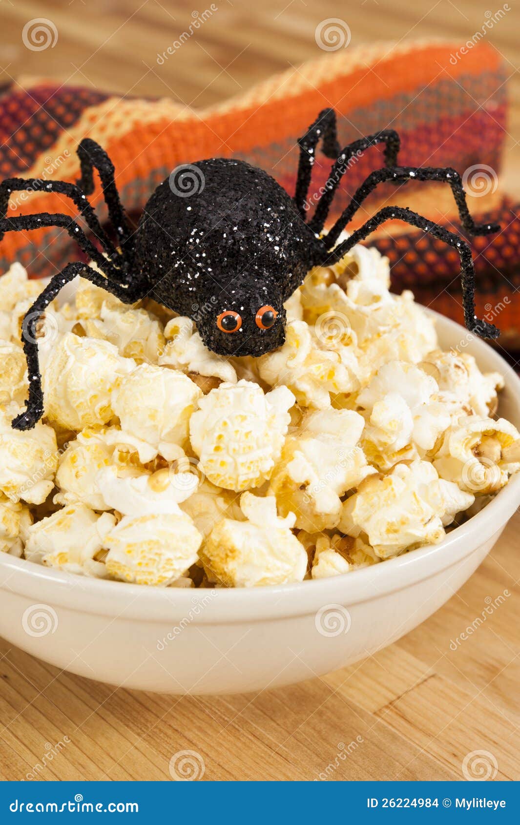 Halloween Spider with Popcorn Stock Photo - Image of autumn, kettle ...