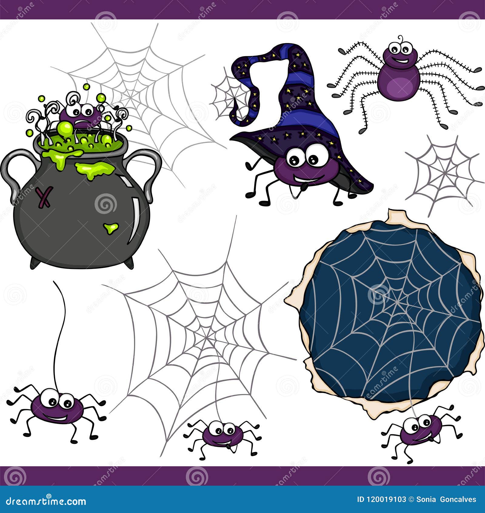 Halloween Spider Set Digital Elements Stock Vector - Illustration of ...