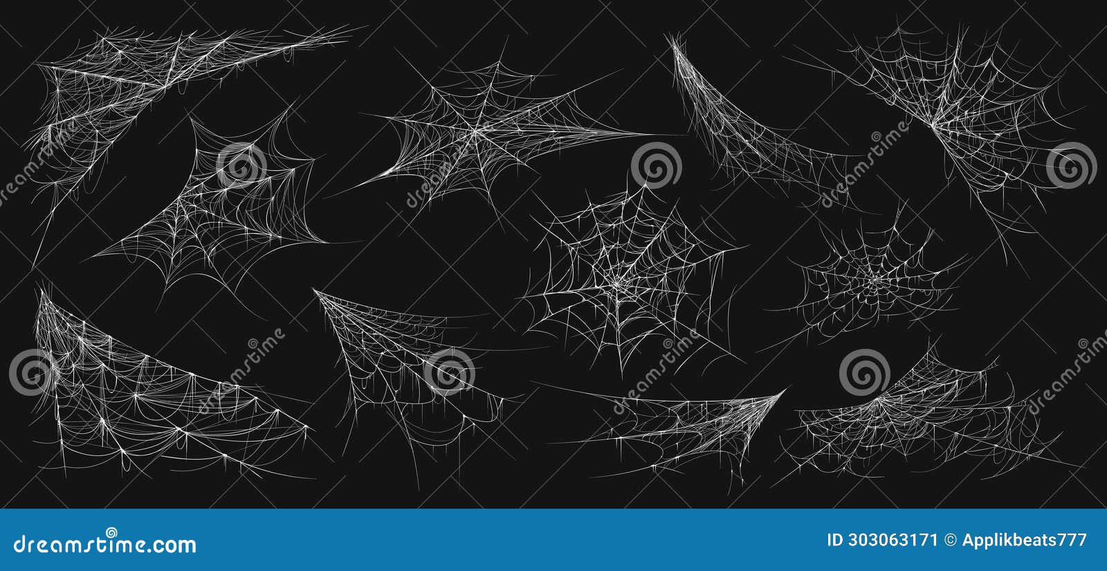 Halloween Spider Web. Realistic Cobweb, Scary Dark Corner Isolated Net ...