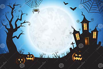 Halloween Spooky Blue Vector Scene Background 1 Stock Illustration ...