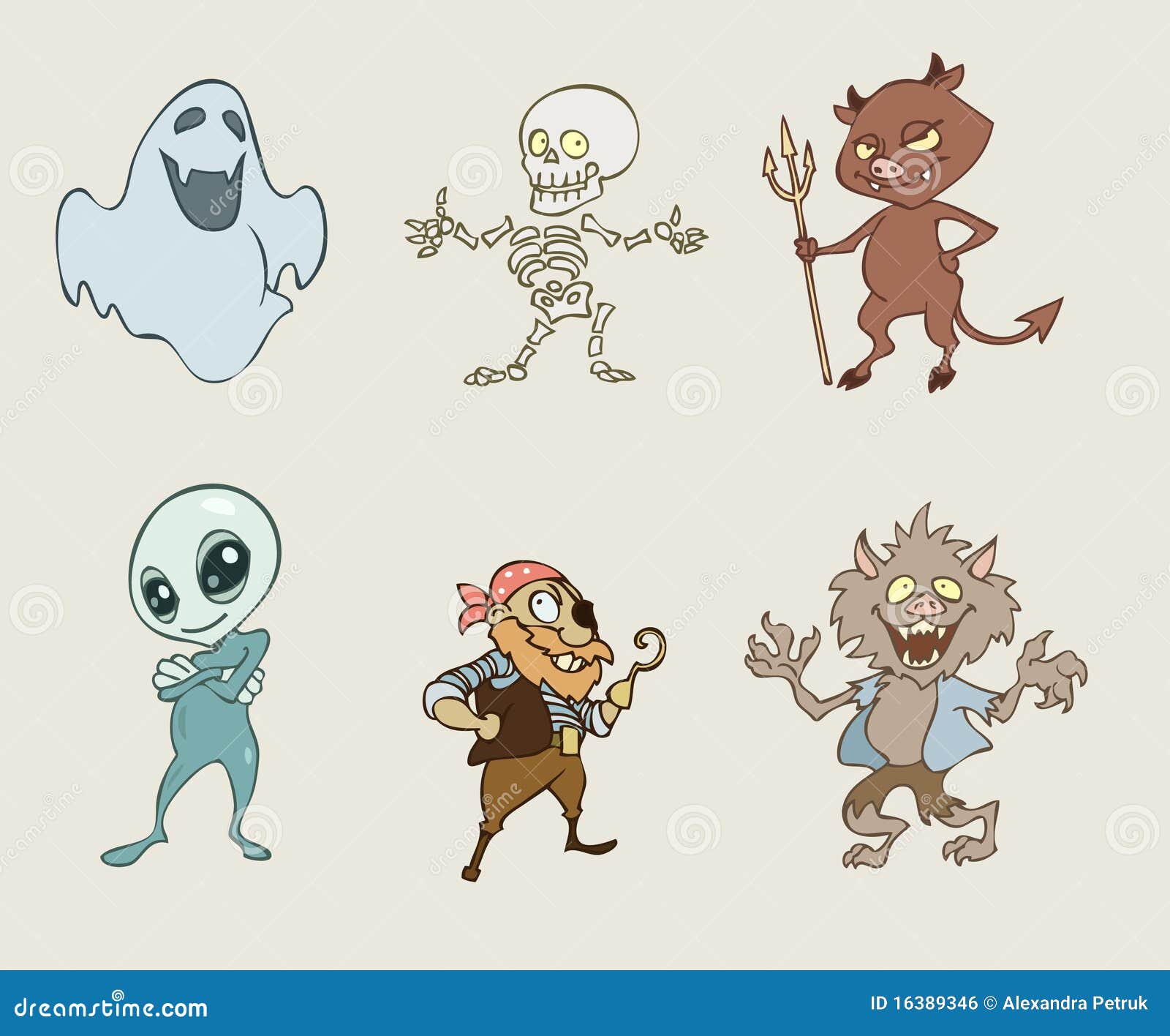 Halloween Spooky Characters Stock Vector - Illustration of green, bones ...