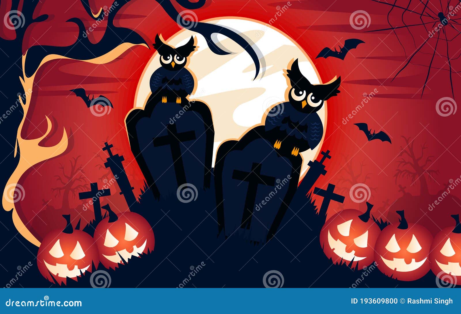 Halloween Spooky Night Background Vector Illustration | CartoonDealer ...