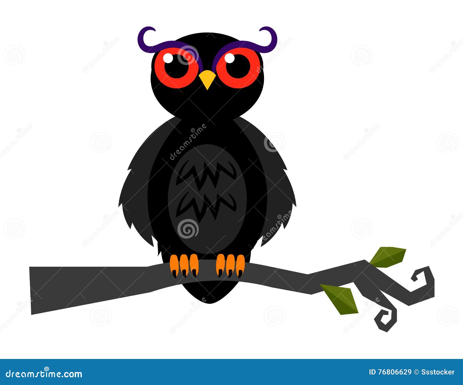 Halloween Spooky Owl on Dark Forest Branch Vector Stock Vector ...