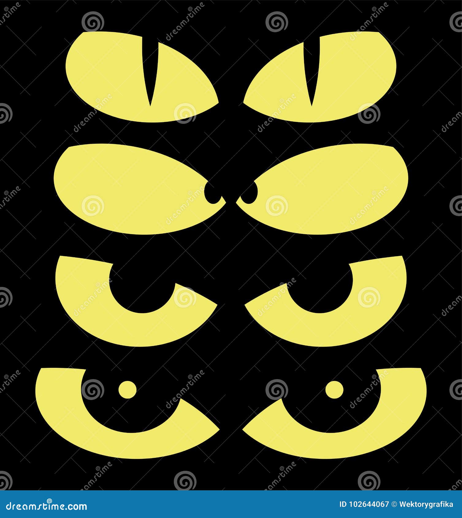 Halloween Spooky Scary Eyes Vector Design Isolated on Black Ba Stock ...