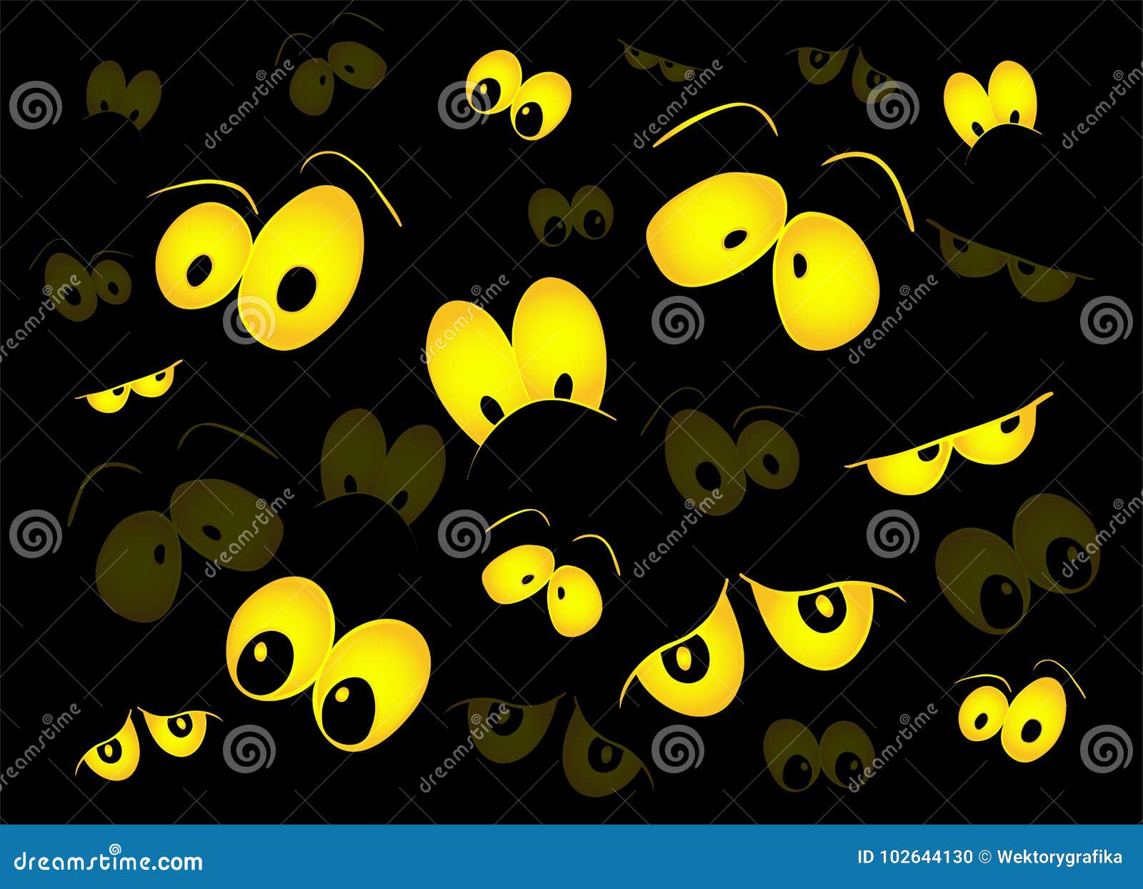Halloween Spooky Scary Eyes Vector Design Isolated On Black Ba ...