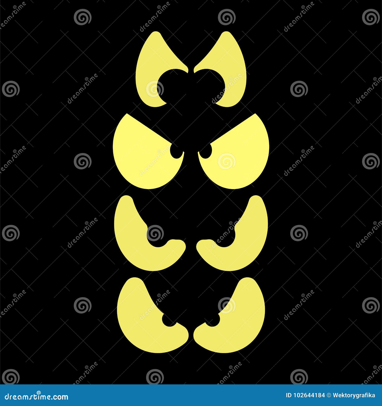 Halloween Spooky Scary Eyes Vector Design Isolated on Black Ba Stock ...