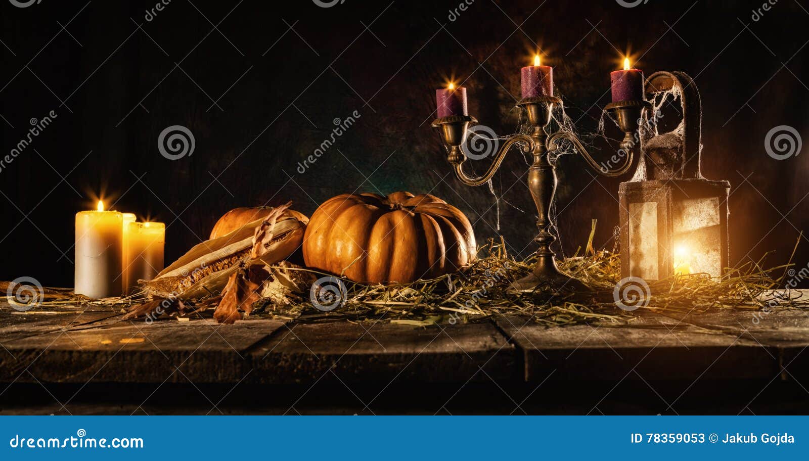 Halloween Spooky Still Life on Wooden Planks Stock Image - Image of ...
