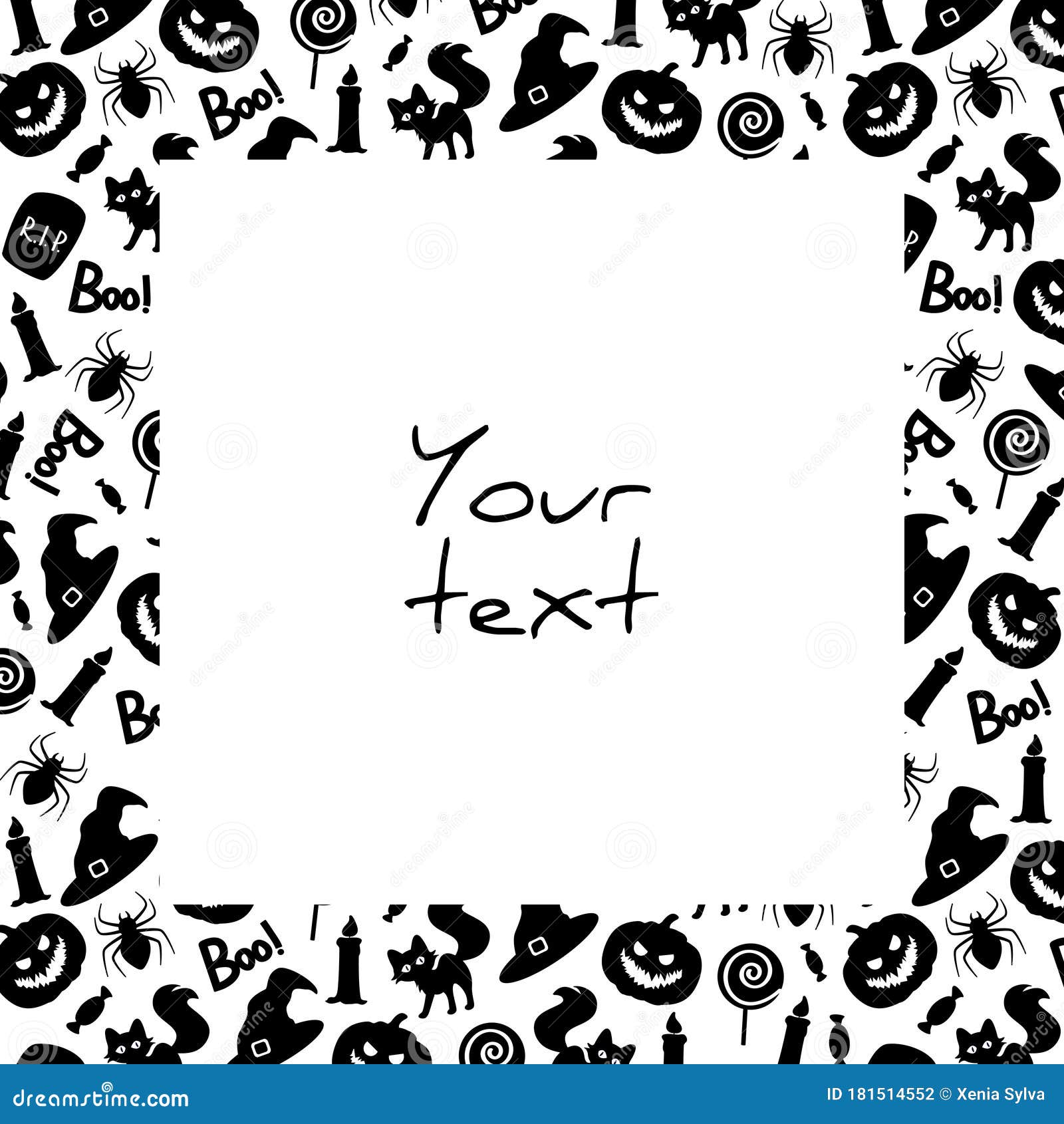 Halloween Square Frame; Black Halloween Elements. Stock Vector ...