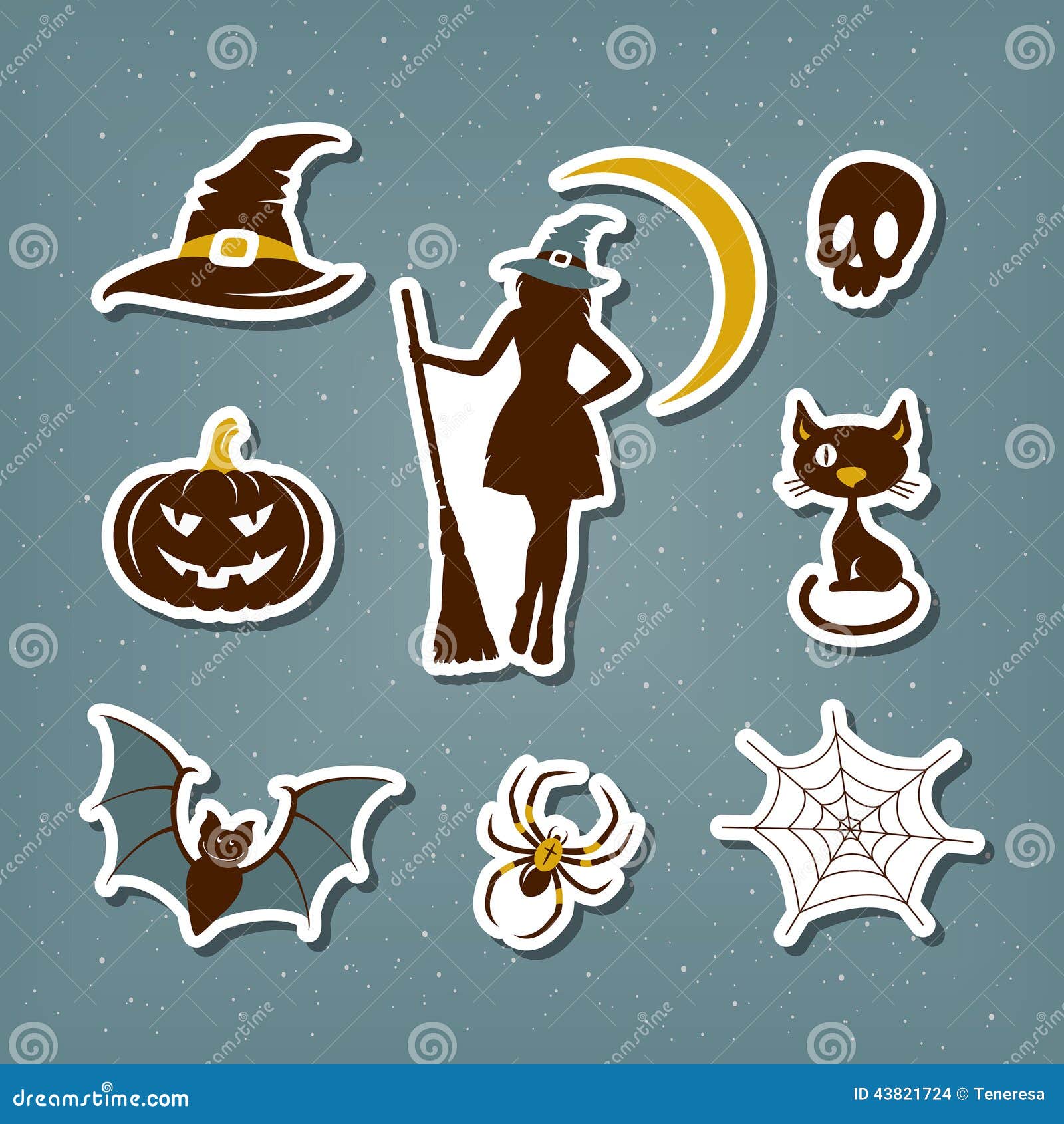 Halloween Stickers Green Toads Fashion Costume Outfits. Cartoon Style ...