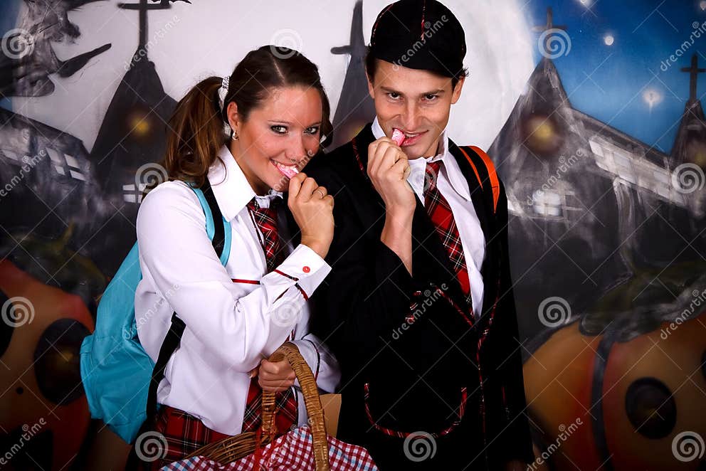 Halloween students sweets stock image. Image of studio - 15193635