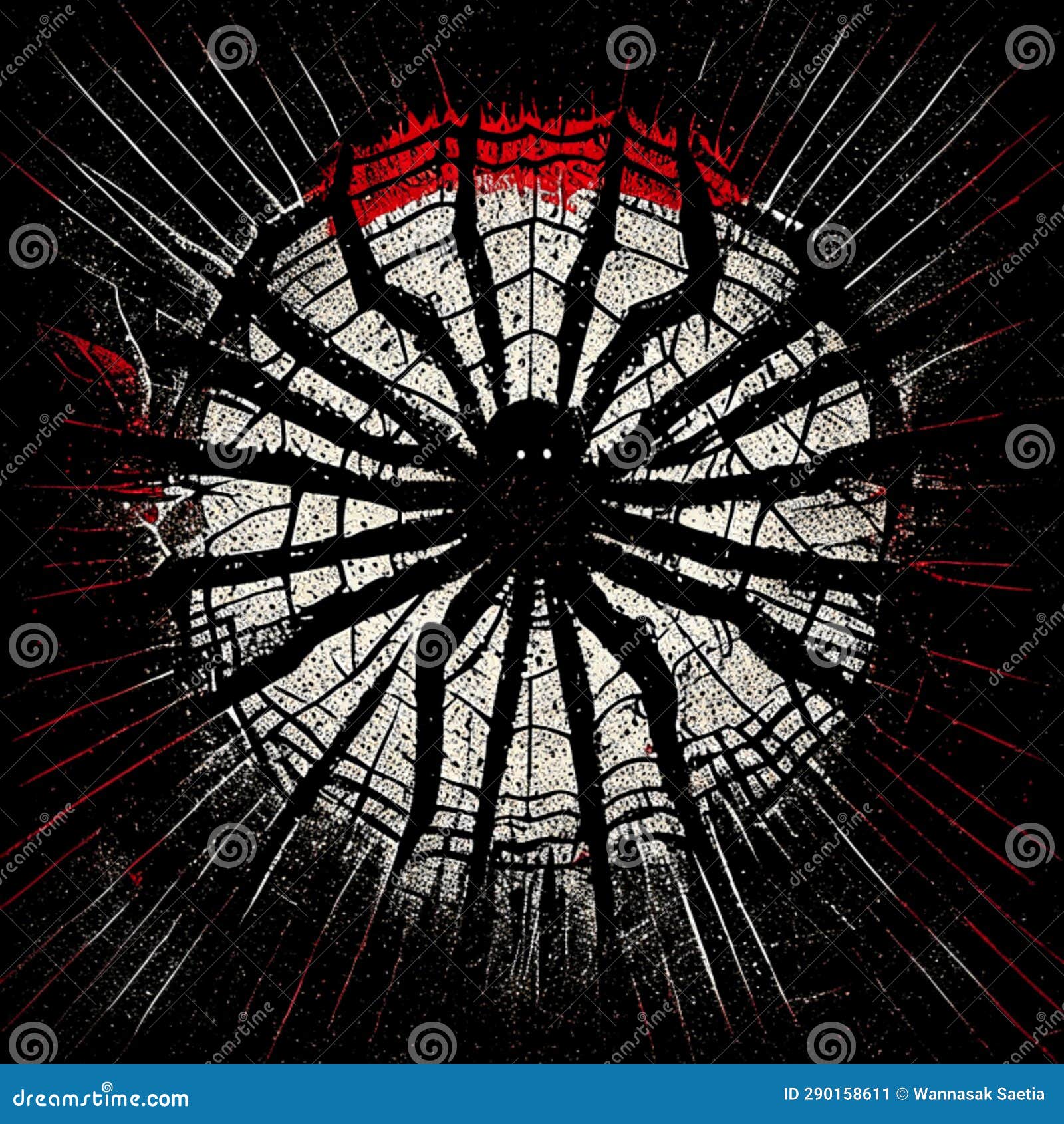 Halloween Style Horror Spider Web Stock Illustration - Illustration of ...