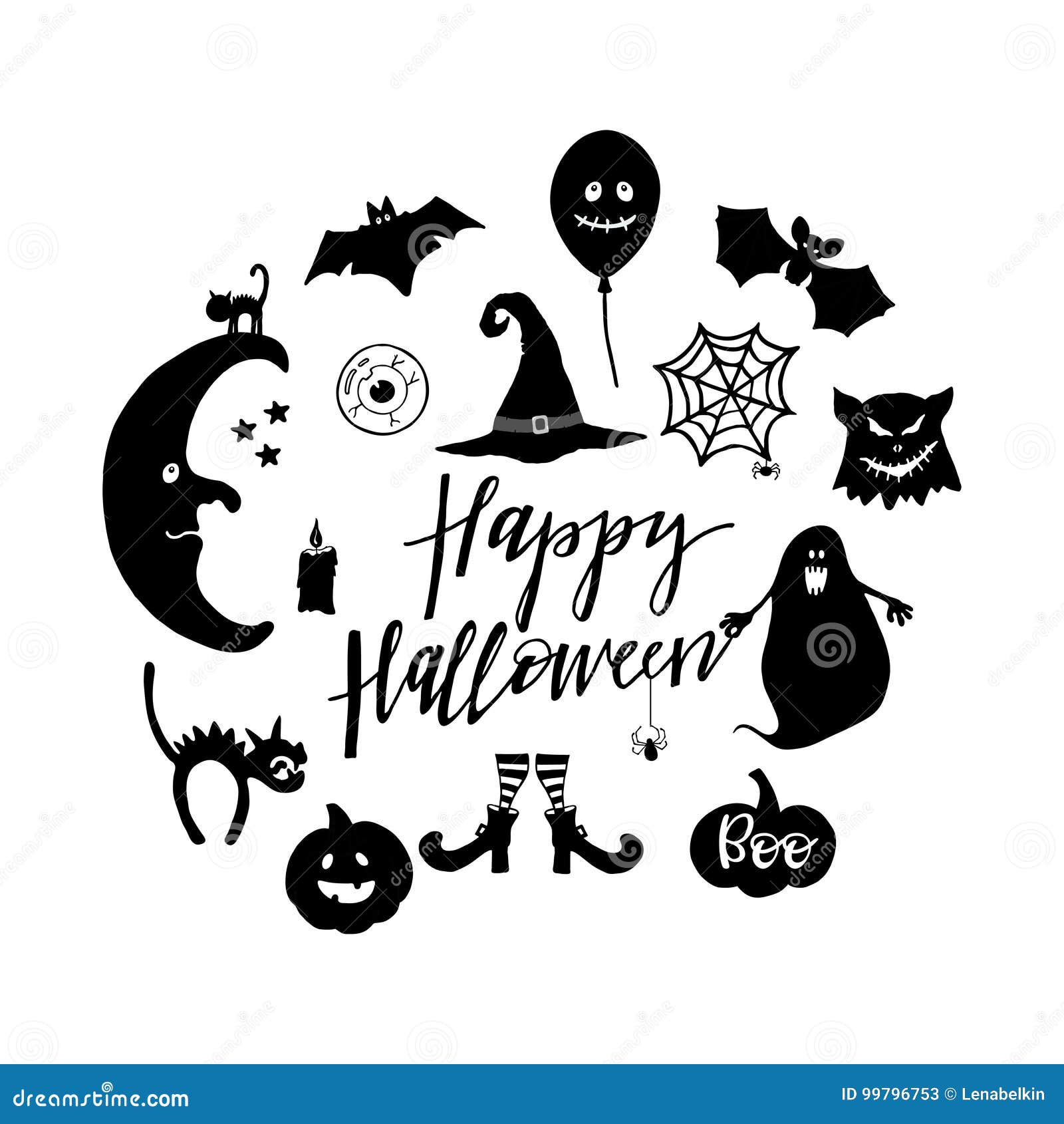 Halloween symbols stock vector. Illustration of funny - 99796753