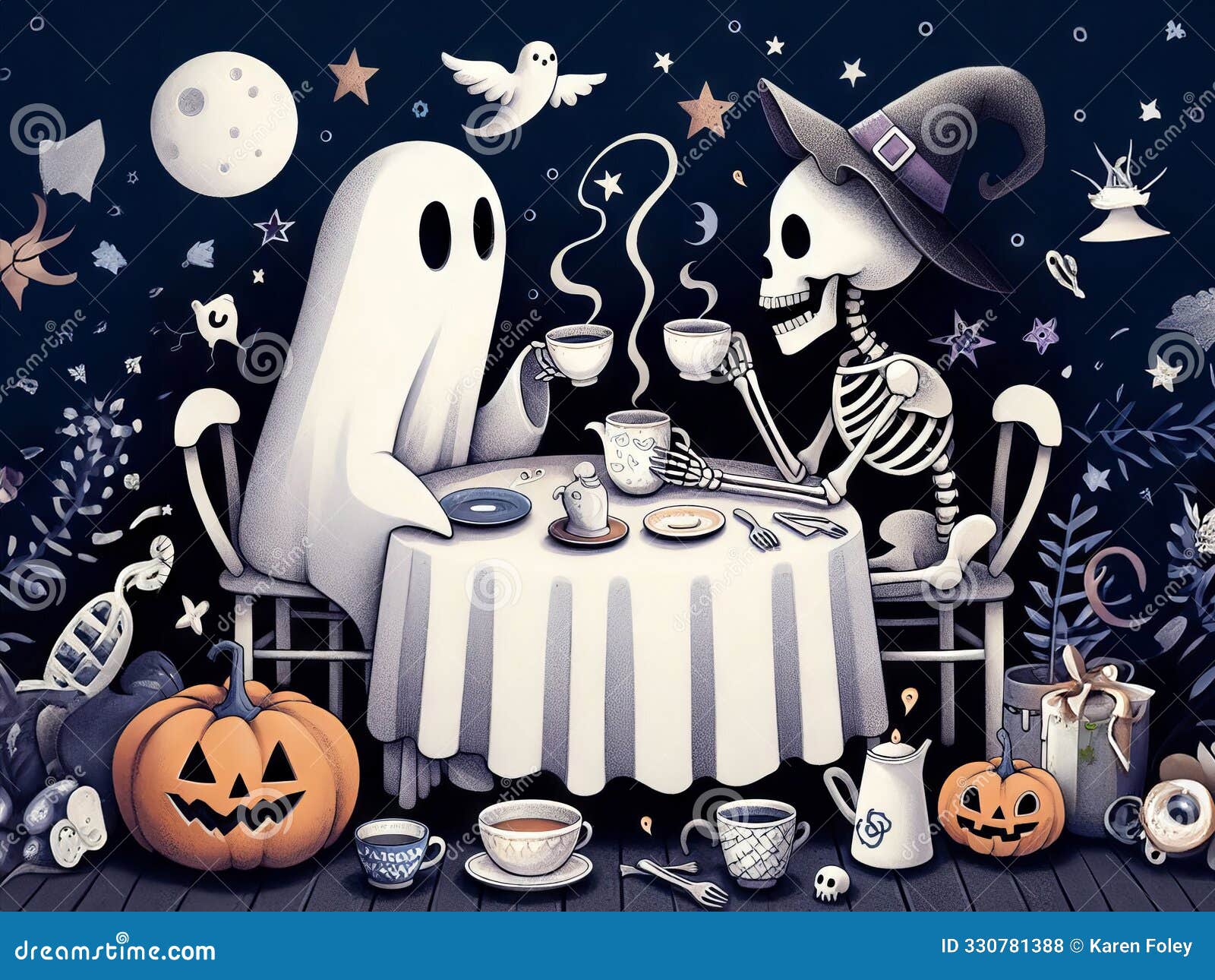 Halloween tea party stock illustration. Illustration of party - 330781388
