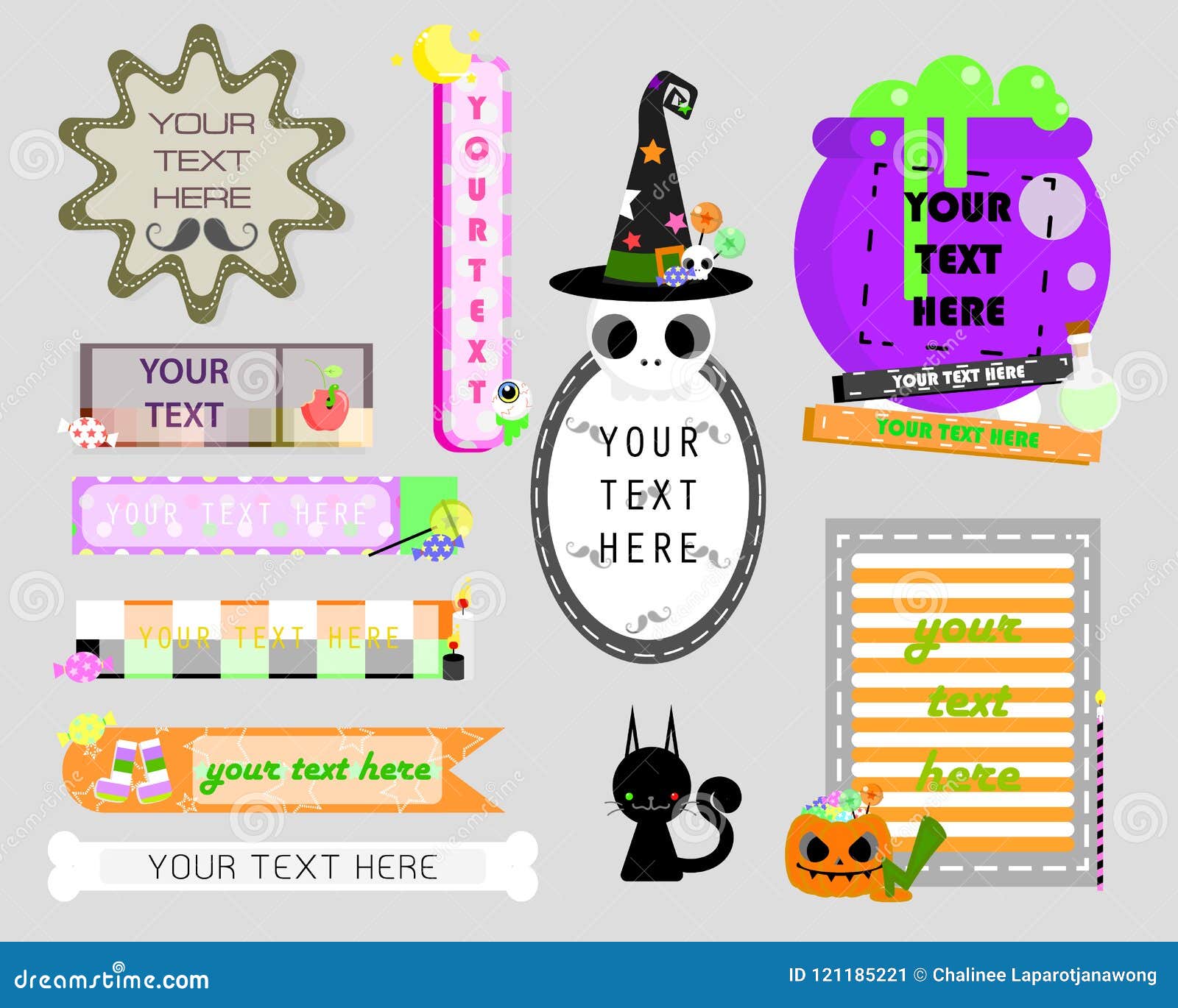 Halloween text box banner stock vector. Illustration of kitten - 121185221
