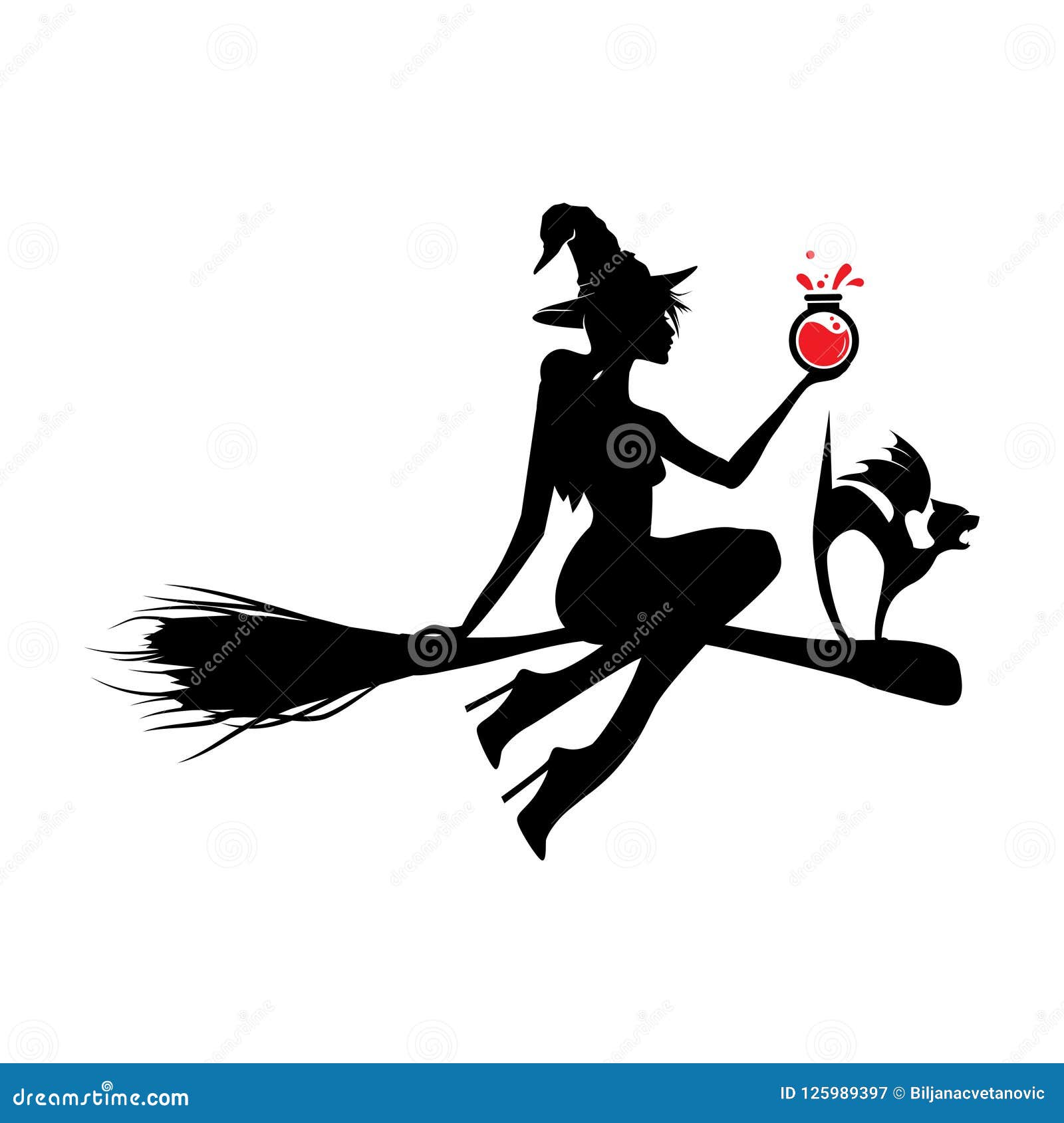 Beautiful witch fly stock vector. Illustration of magic - 125989397