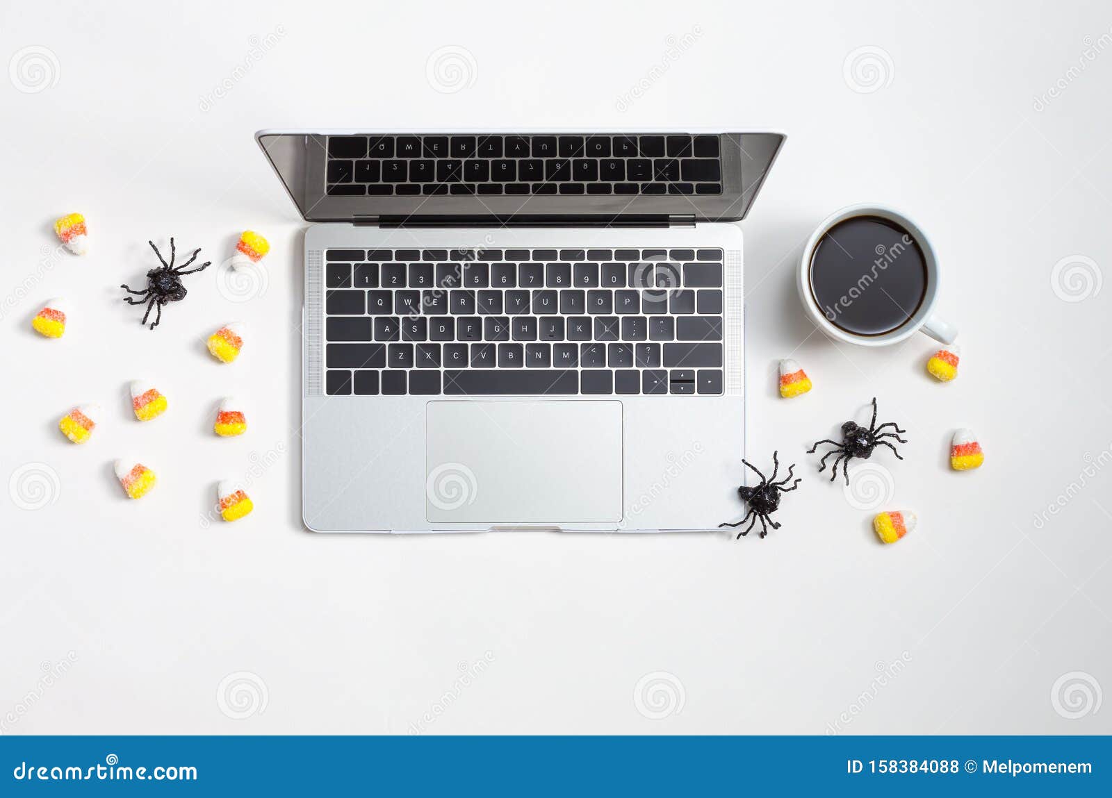 Halloween Theme with Laptop Stock Photo - Image of spiders, simplicity ...