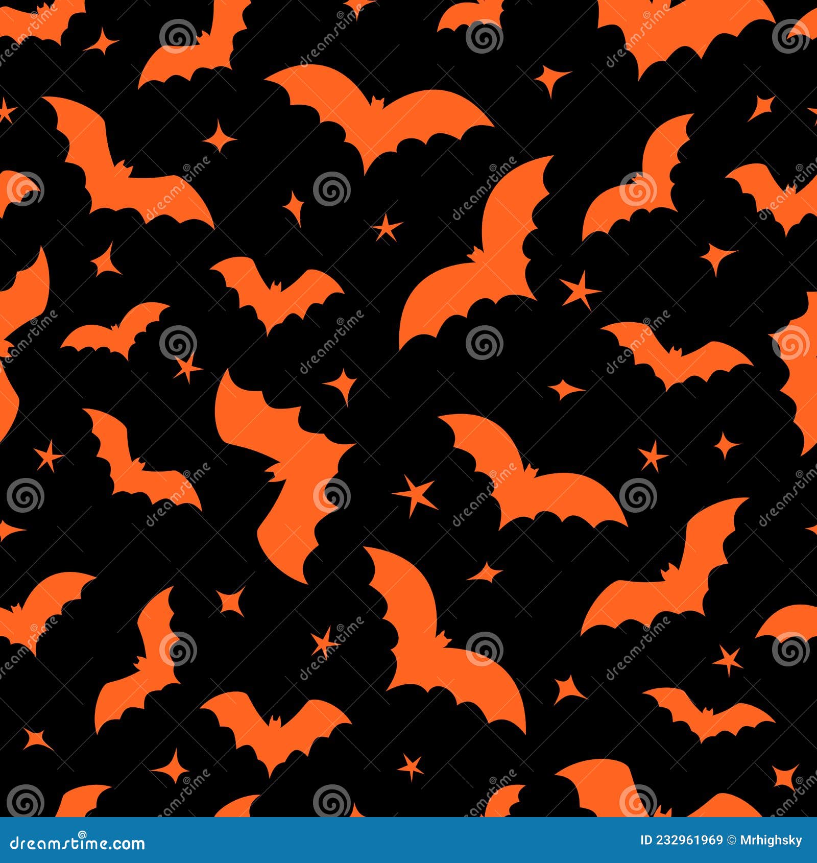 Halloween Themed Bats and Star Shapes Pattern Stock Vector ...