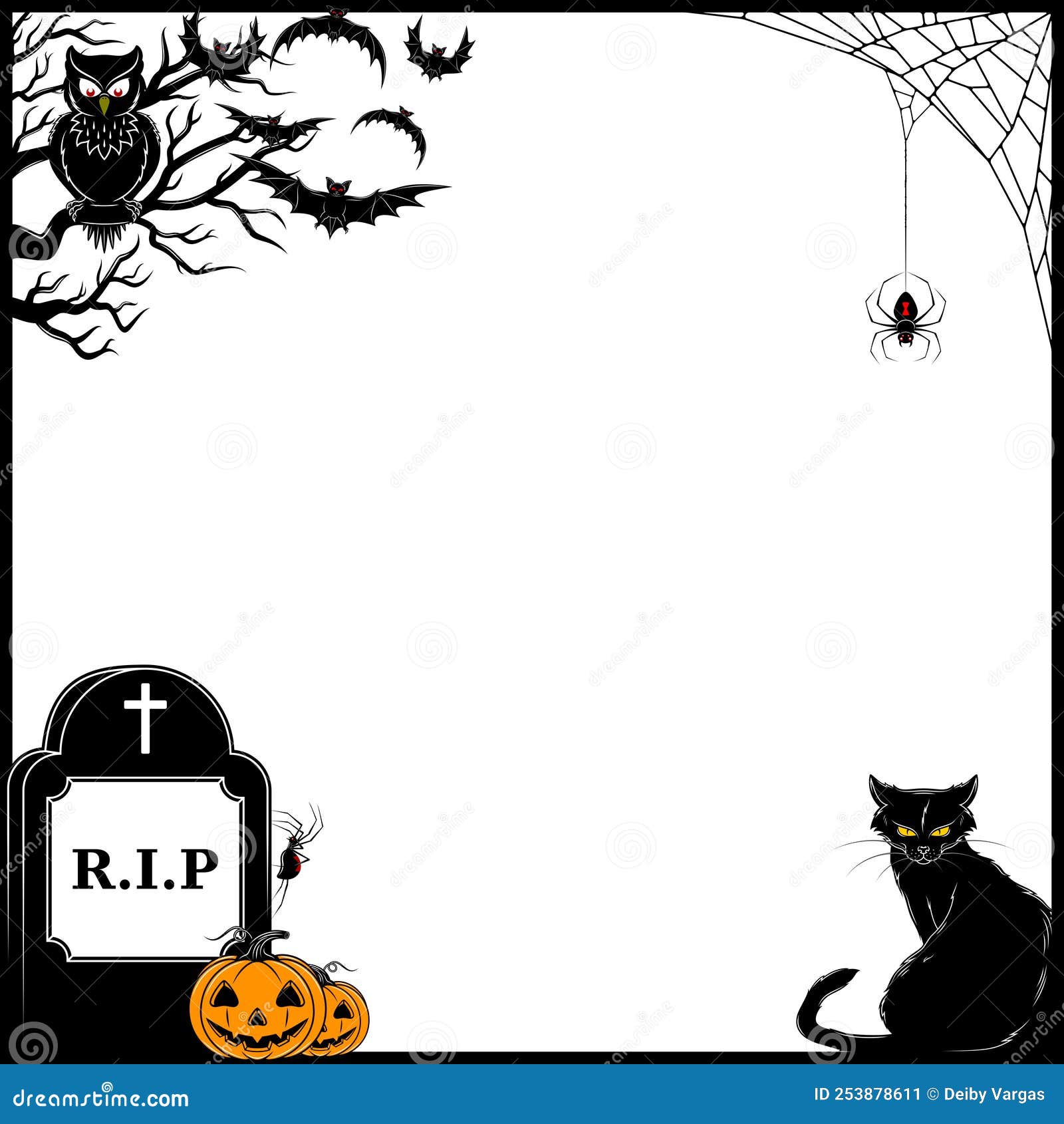 Halloween Themed Photo Frame Design Stock Vector - Illustration of ...