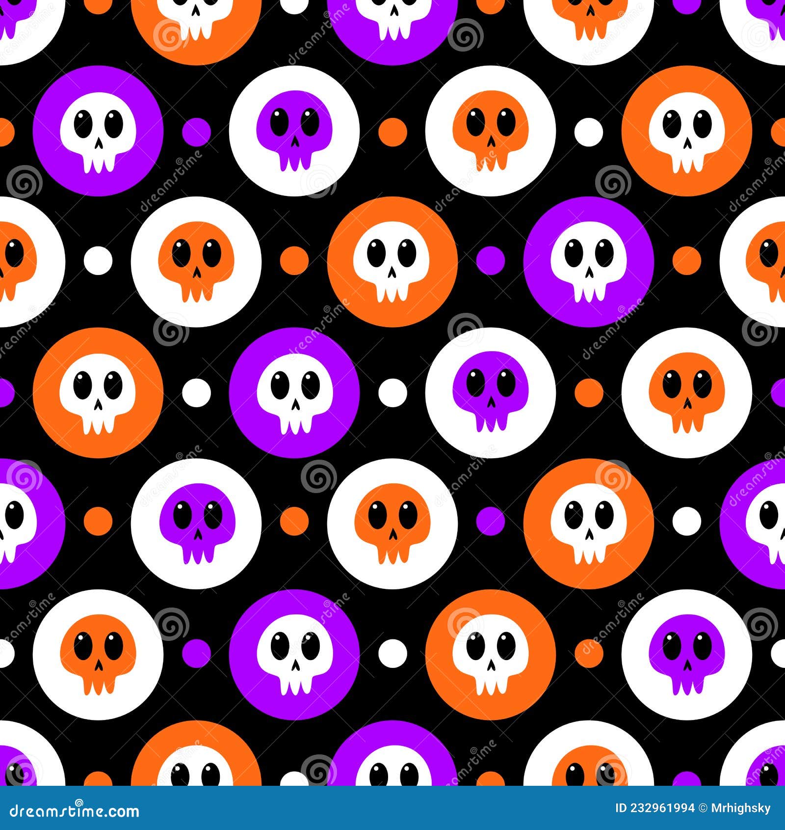 Halloween Themed Skulls Pattern Stock Vector - Illustration of purple ...