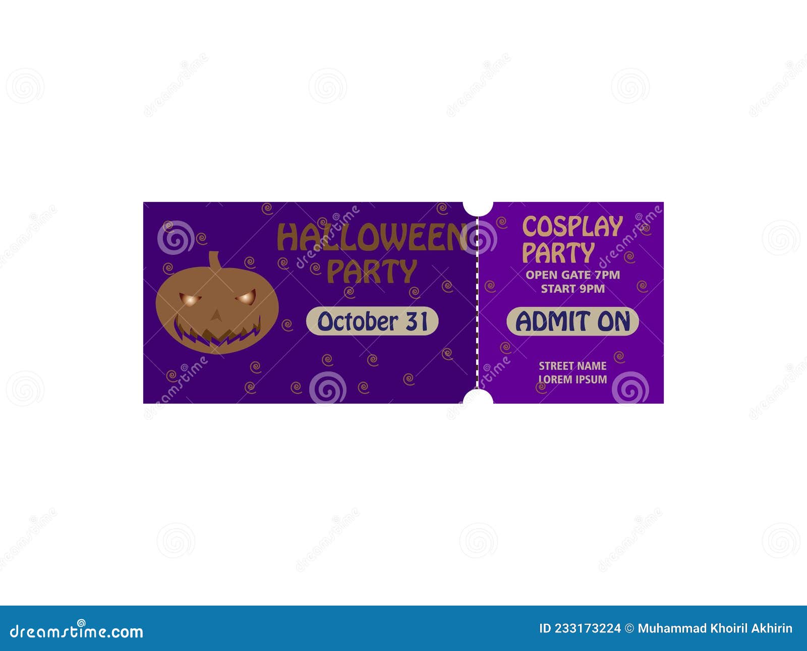 Halloween Ticket Collection Template Free Stock Vector - Illustration ...