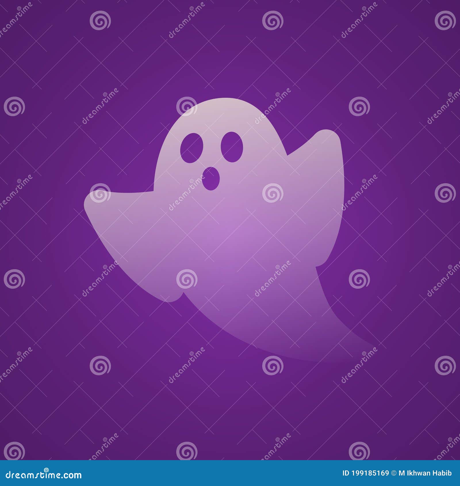 Halloween Transparent White Ghost Flying with Hand Purple Background ...