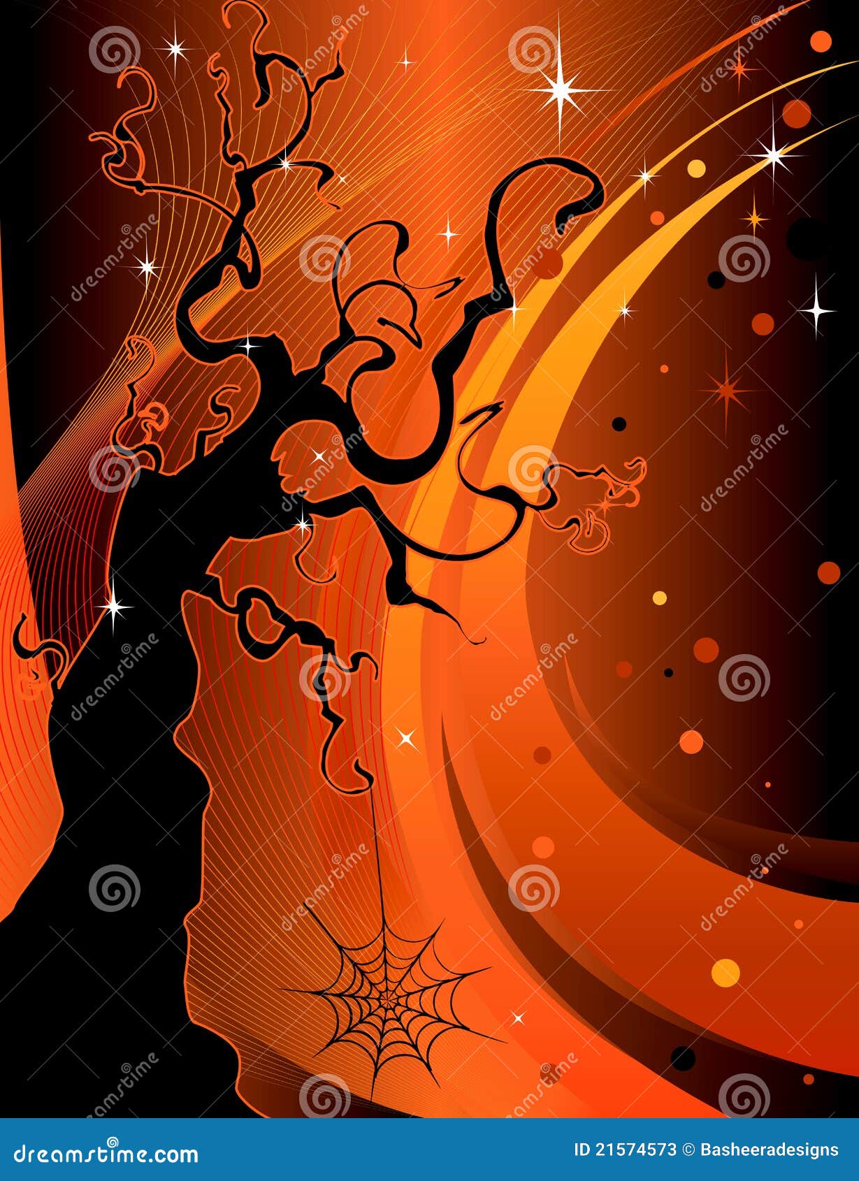 Halloween Tree Background stock vector. Illustration of circles - 21574573