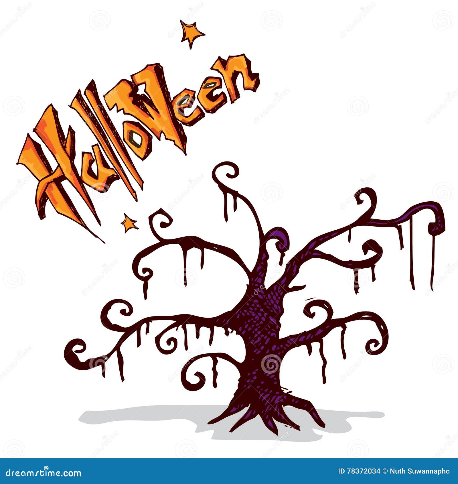 Halloween tree Graves a stock illustration. Illustration of spider ...