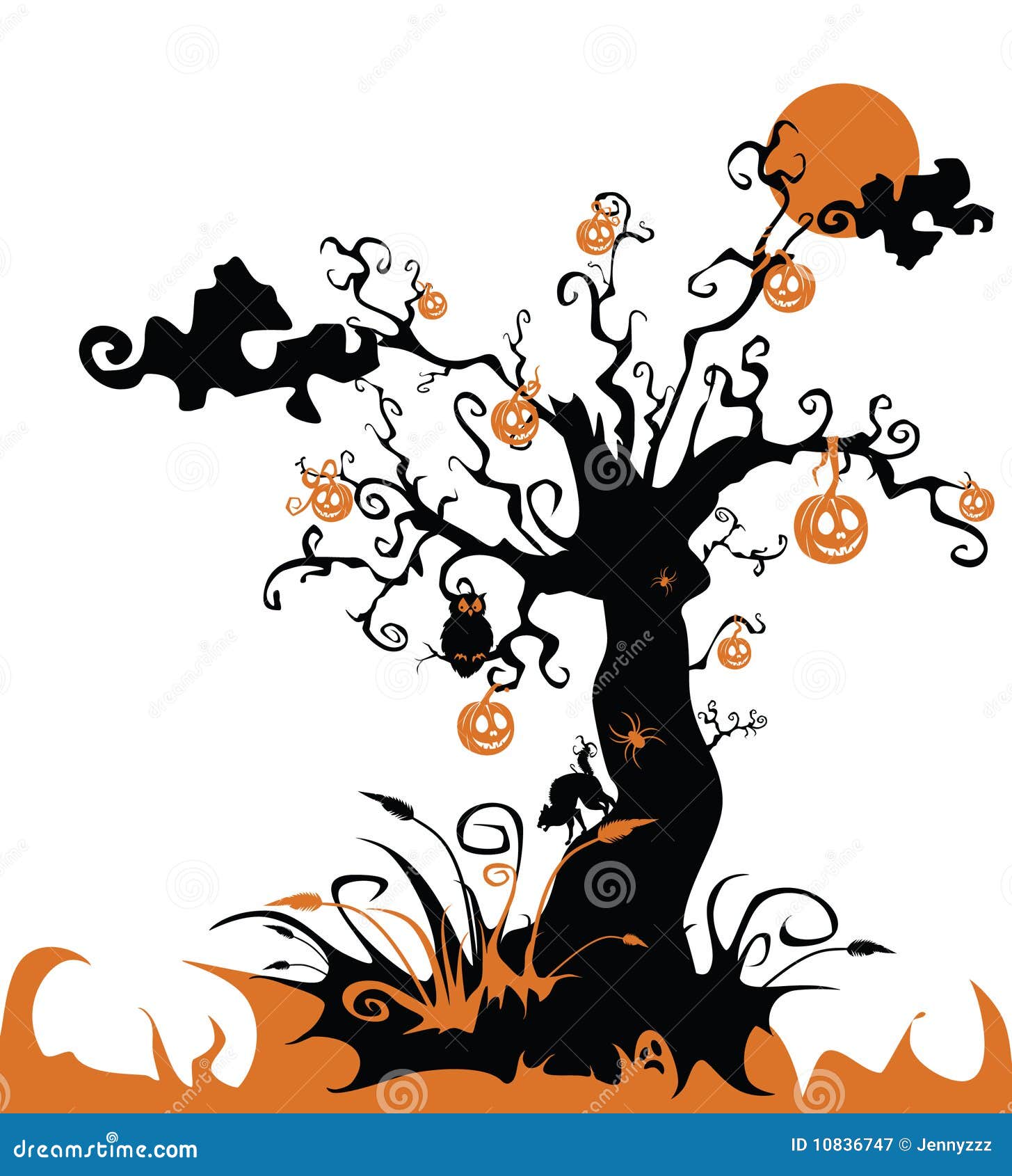 Halloween Tree In Cartoon Style. Fantasy Monster In Isometric View ...