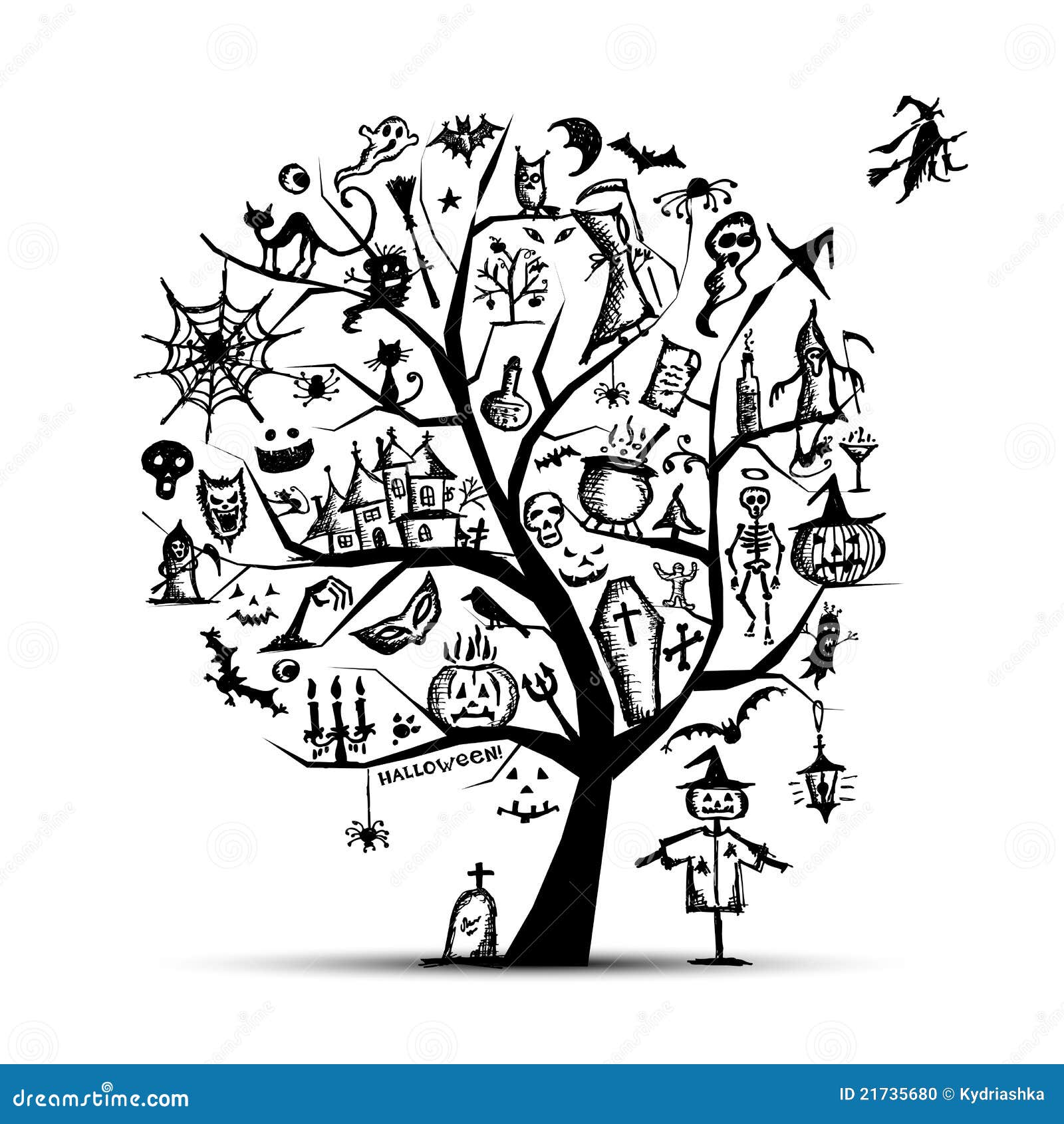 Halloween Tree For Your Design Stock Vector - Image: 21735680
