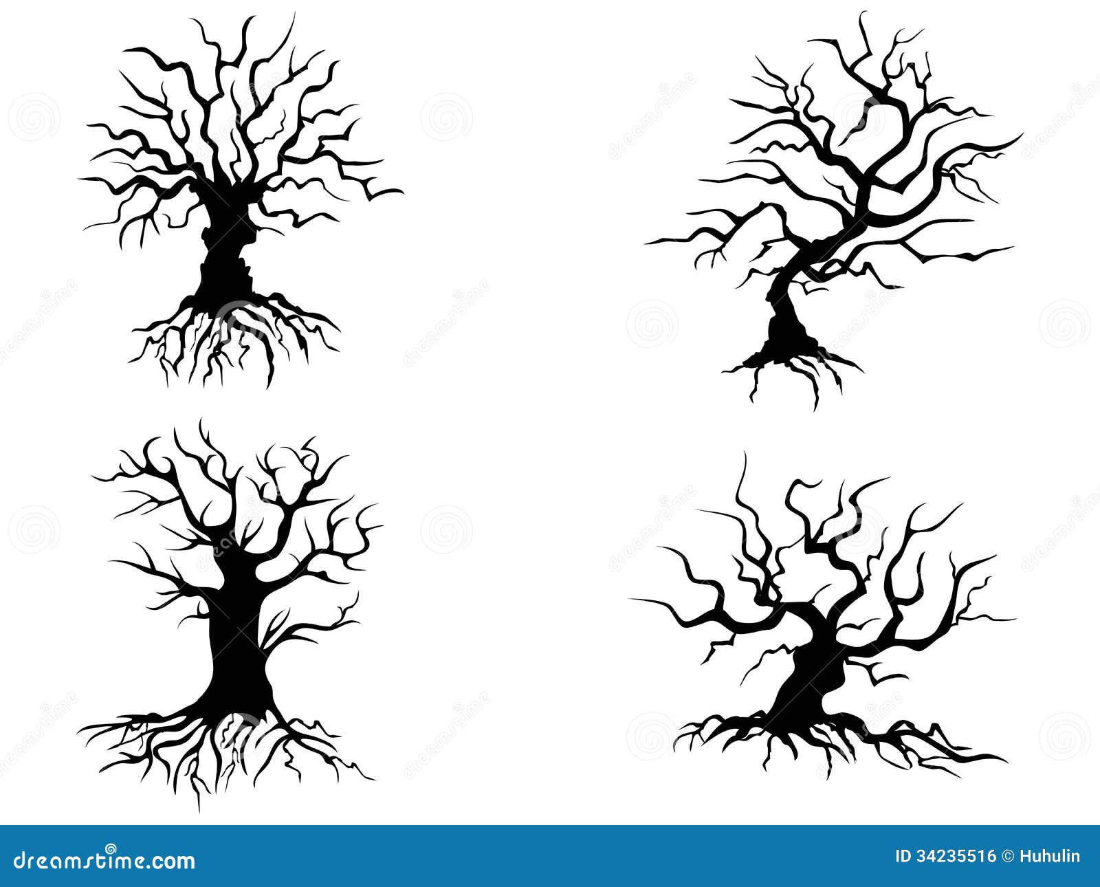 Halloween trees stock vector. Illustration of branch - 34235516
