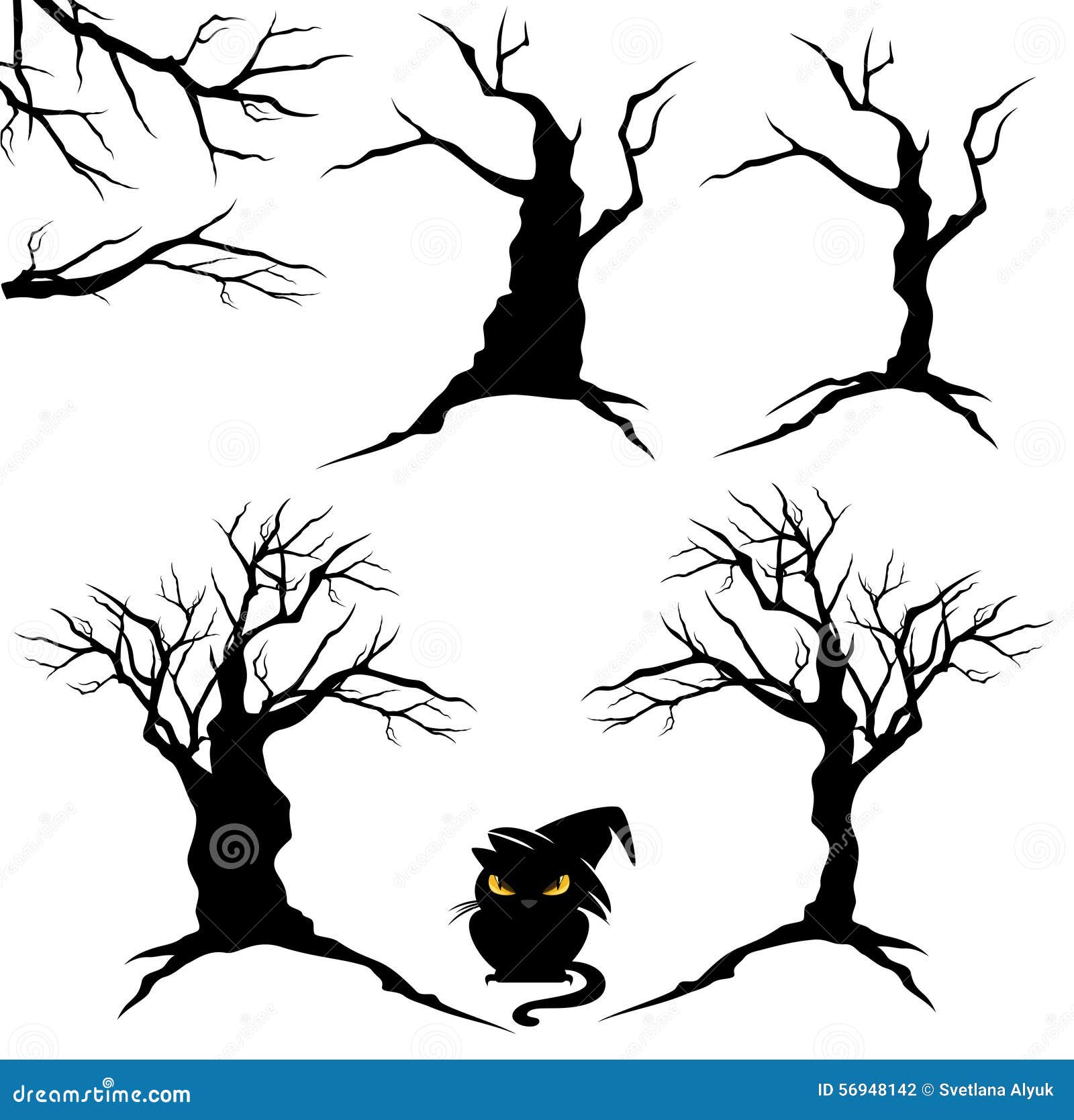 Halloween trees set stock vector. Illustration of branch - 56948142
