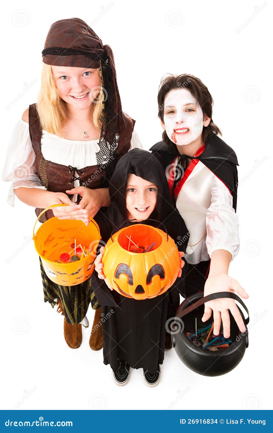 Halloween Trick or Treaters Isolated Stock Photo - Image of body ...