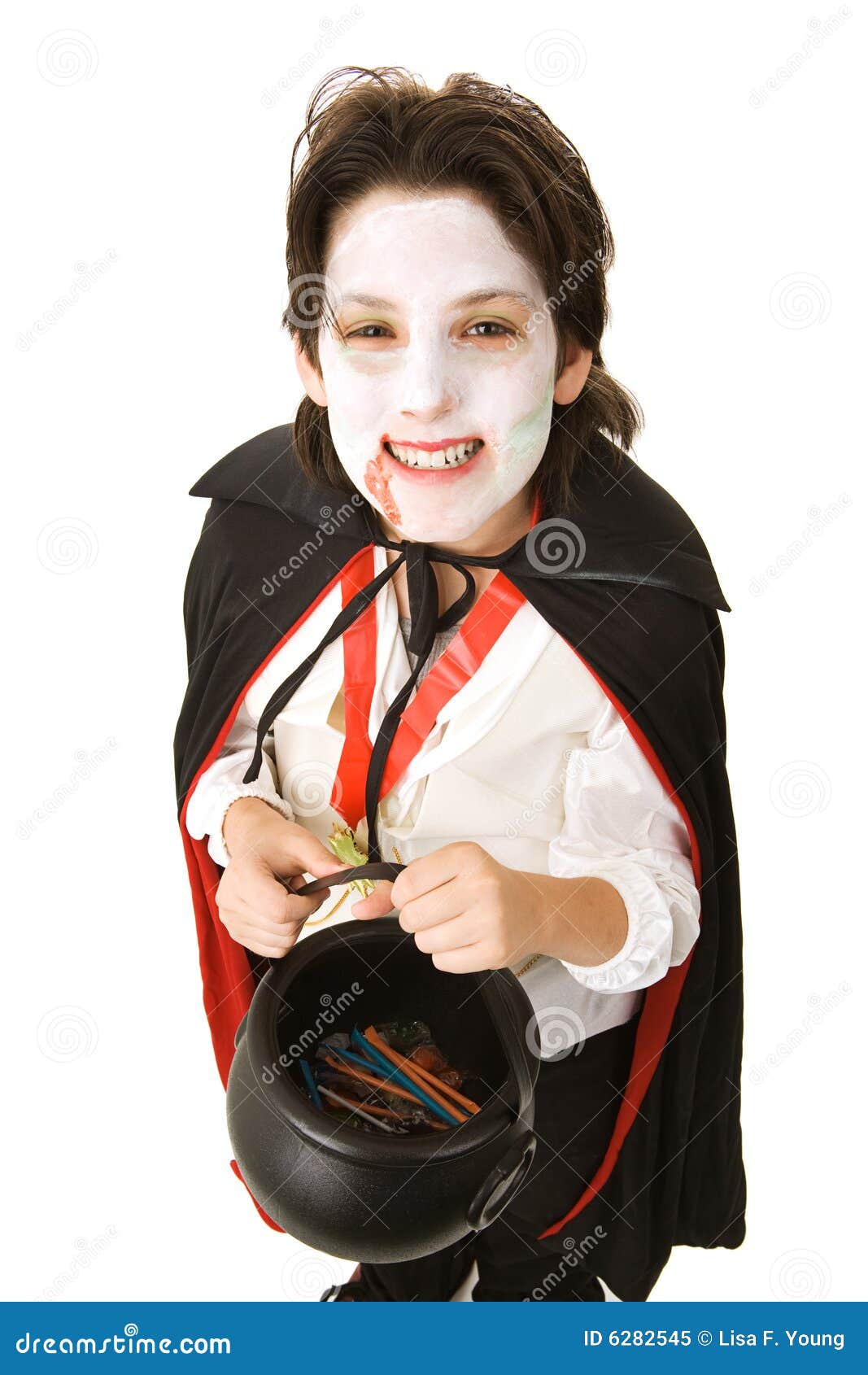 Halloween Vampire with Candy Stock Image - Image of cape, background ...