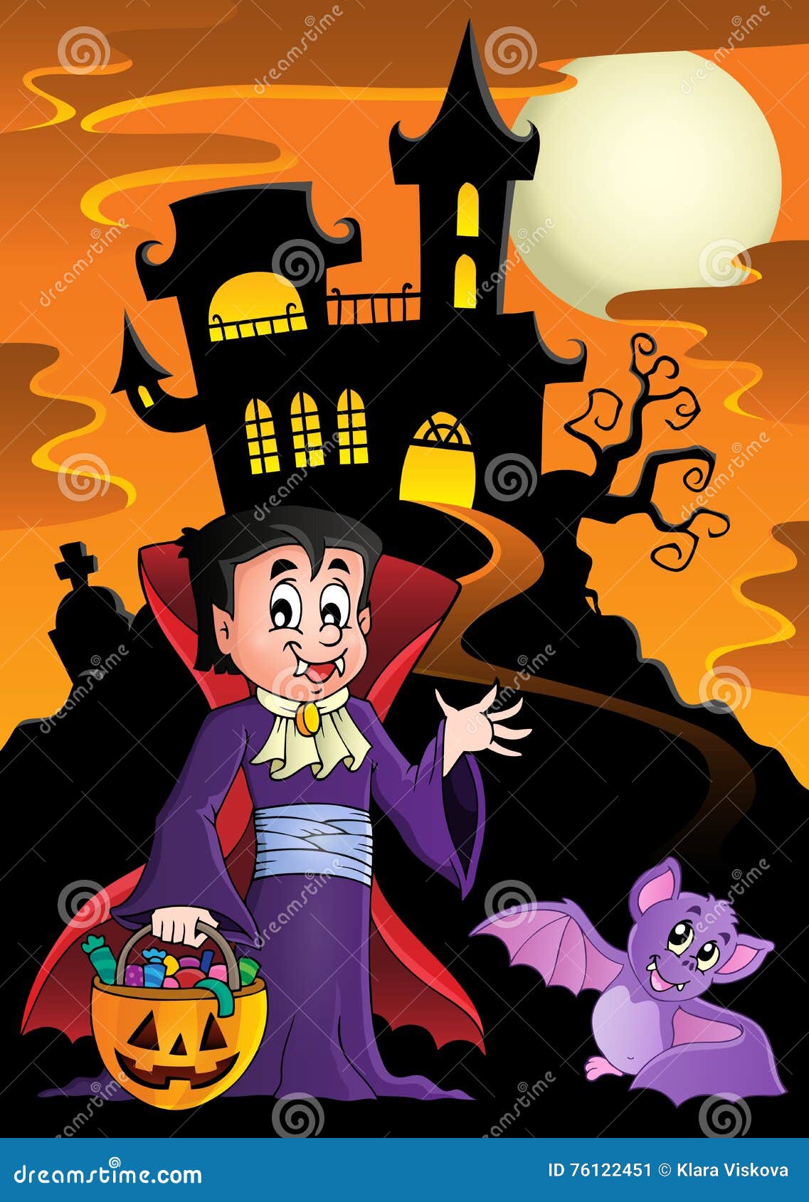 Vampire With Haunted House Royalty-Free Cartoon | CartoonDealer.com ...