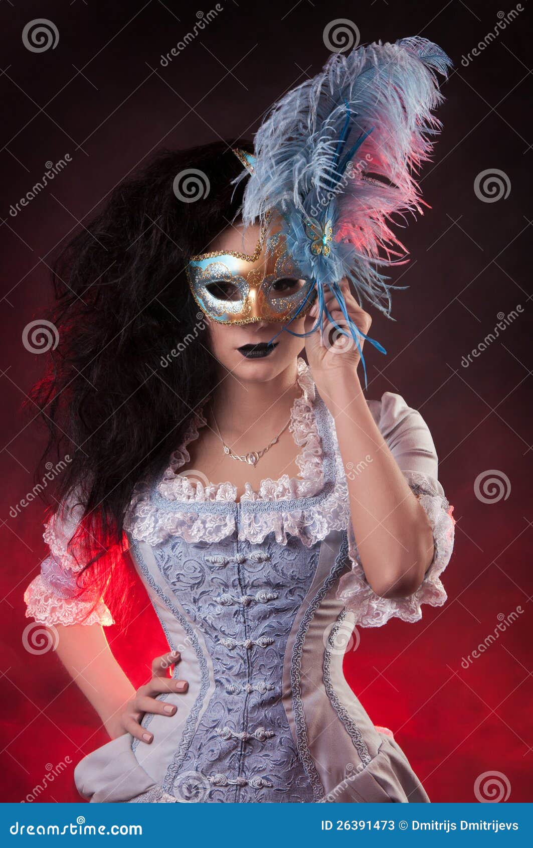 Halloween Vampire Woman with Venetian Mask Stock Image - Image of evil ...