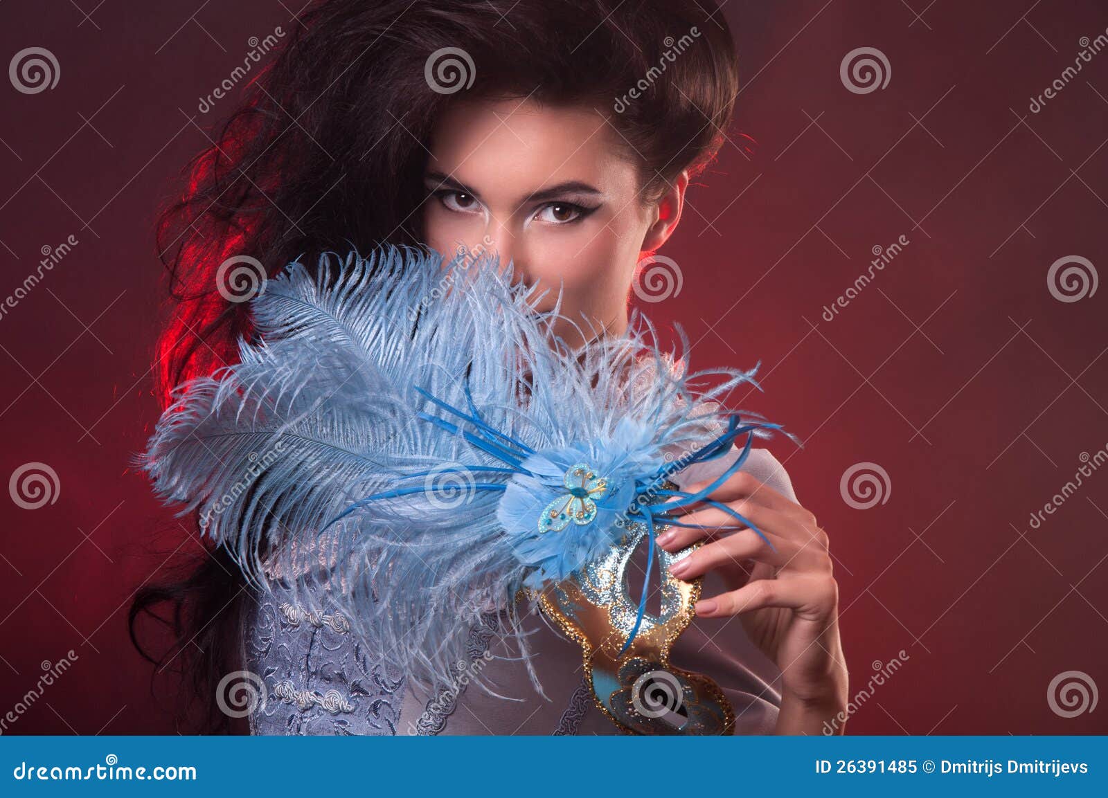 Halloween Vampire Woman with Venetian Mask Stock Image - Image of ...