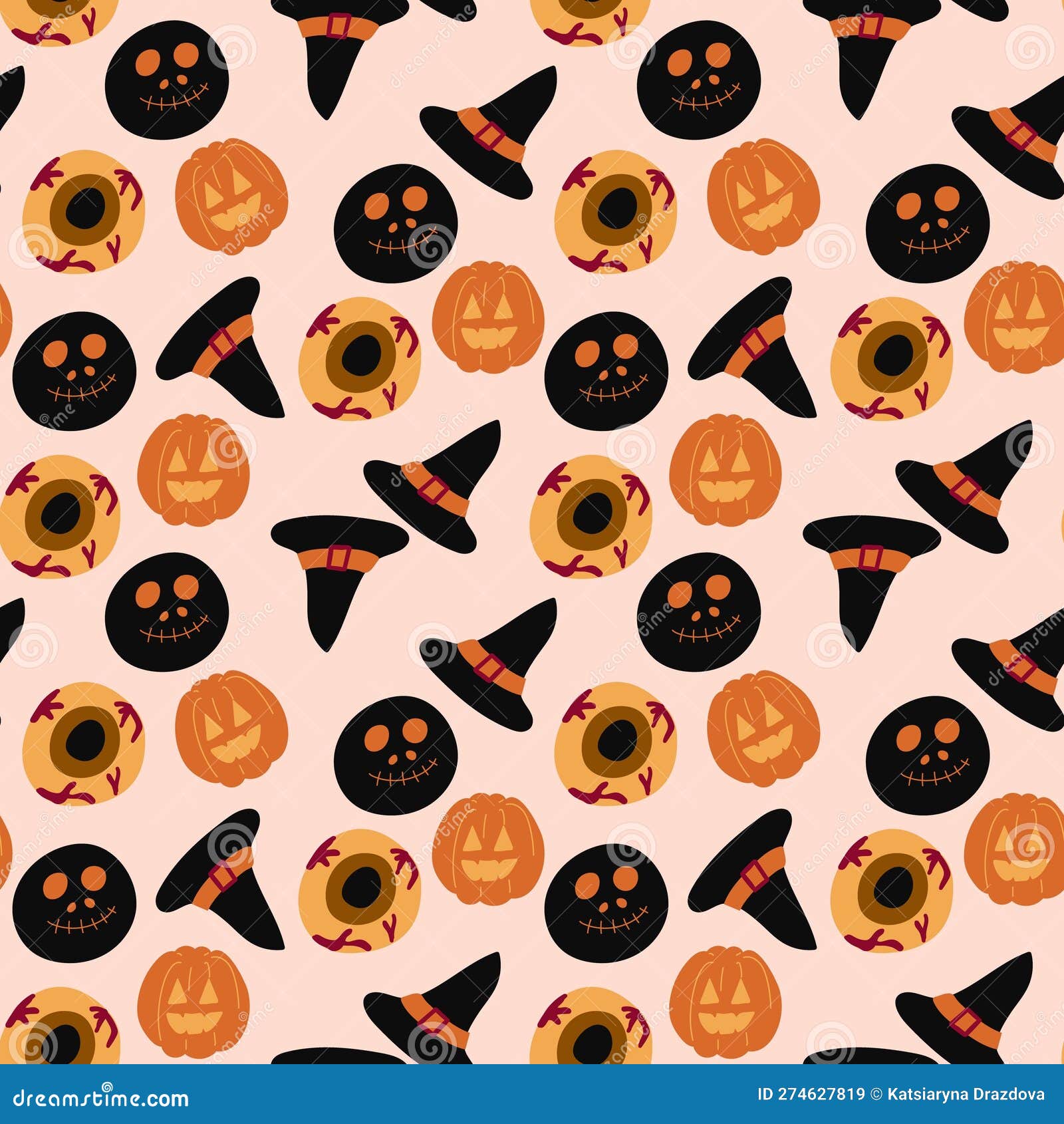 Halloween Vector Cartoon Seamless Pattern. Background for Wallpaper ...