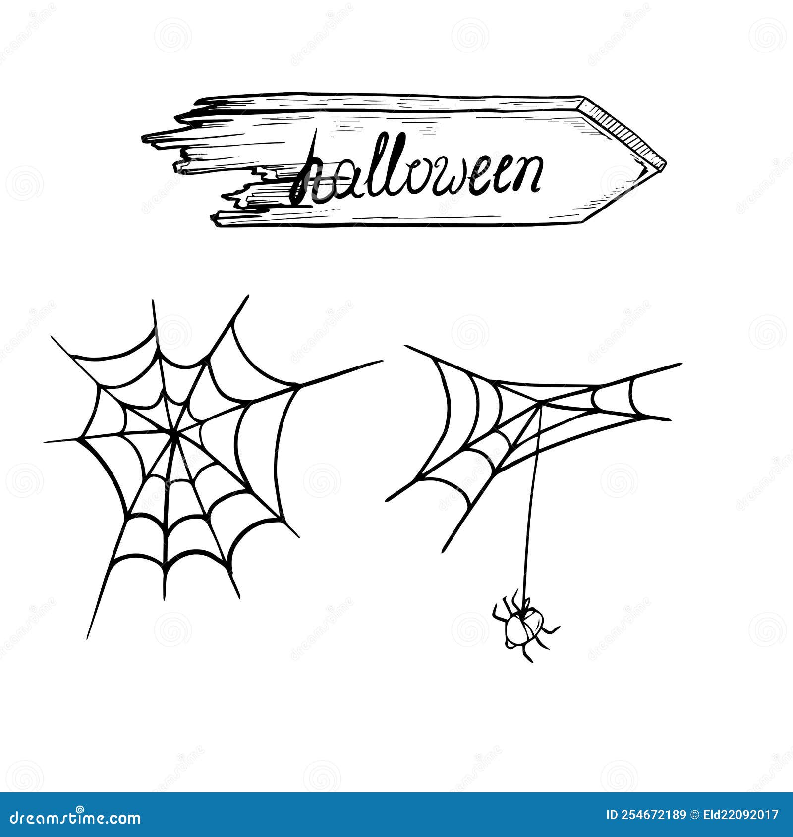 Halloween Vector Collection.Hand Drawn Illustration.Line Art. Doodle ...