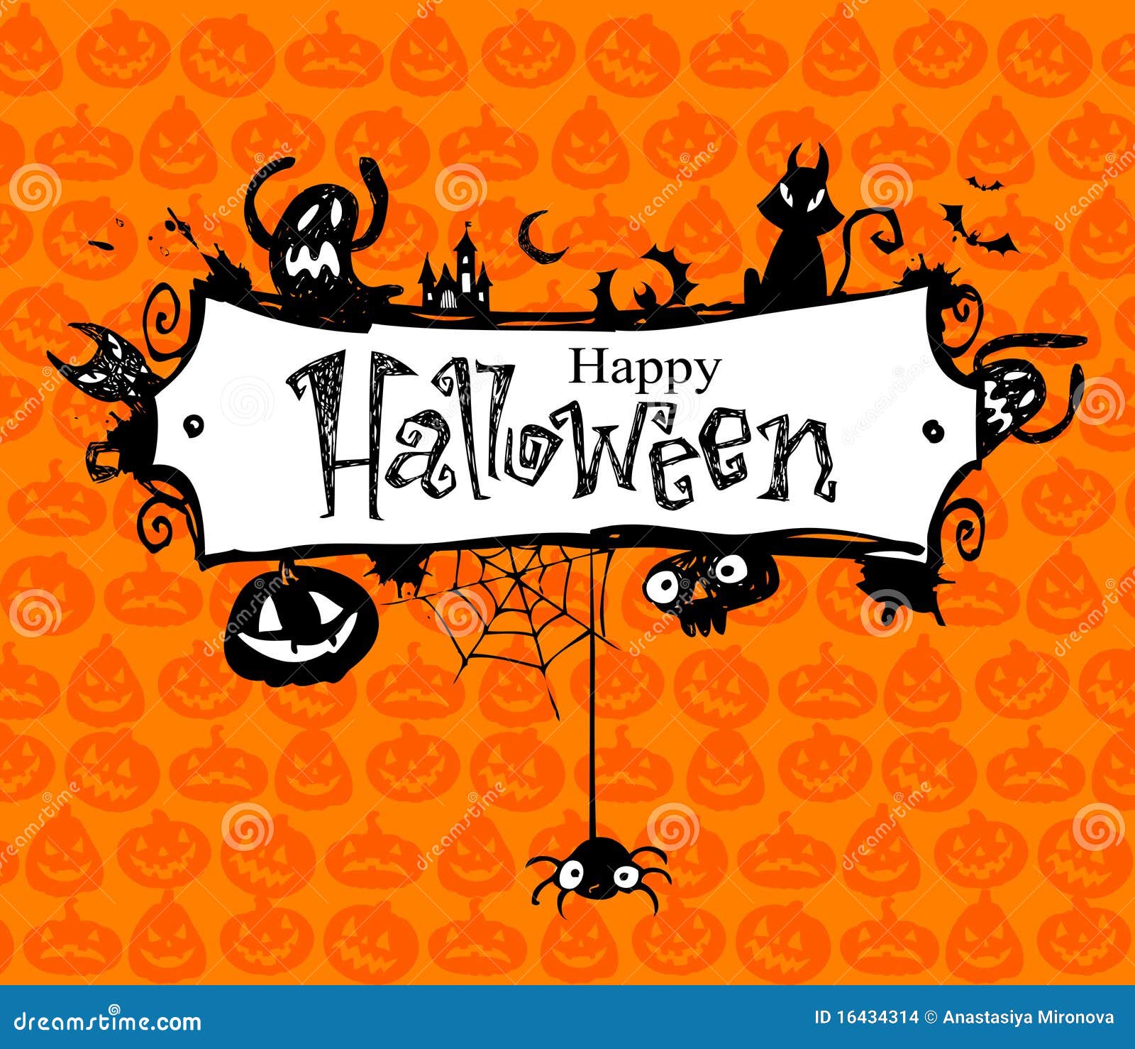 Halloween vector frame. stock vector. Illustration of orange - 16434314