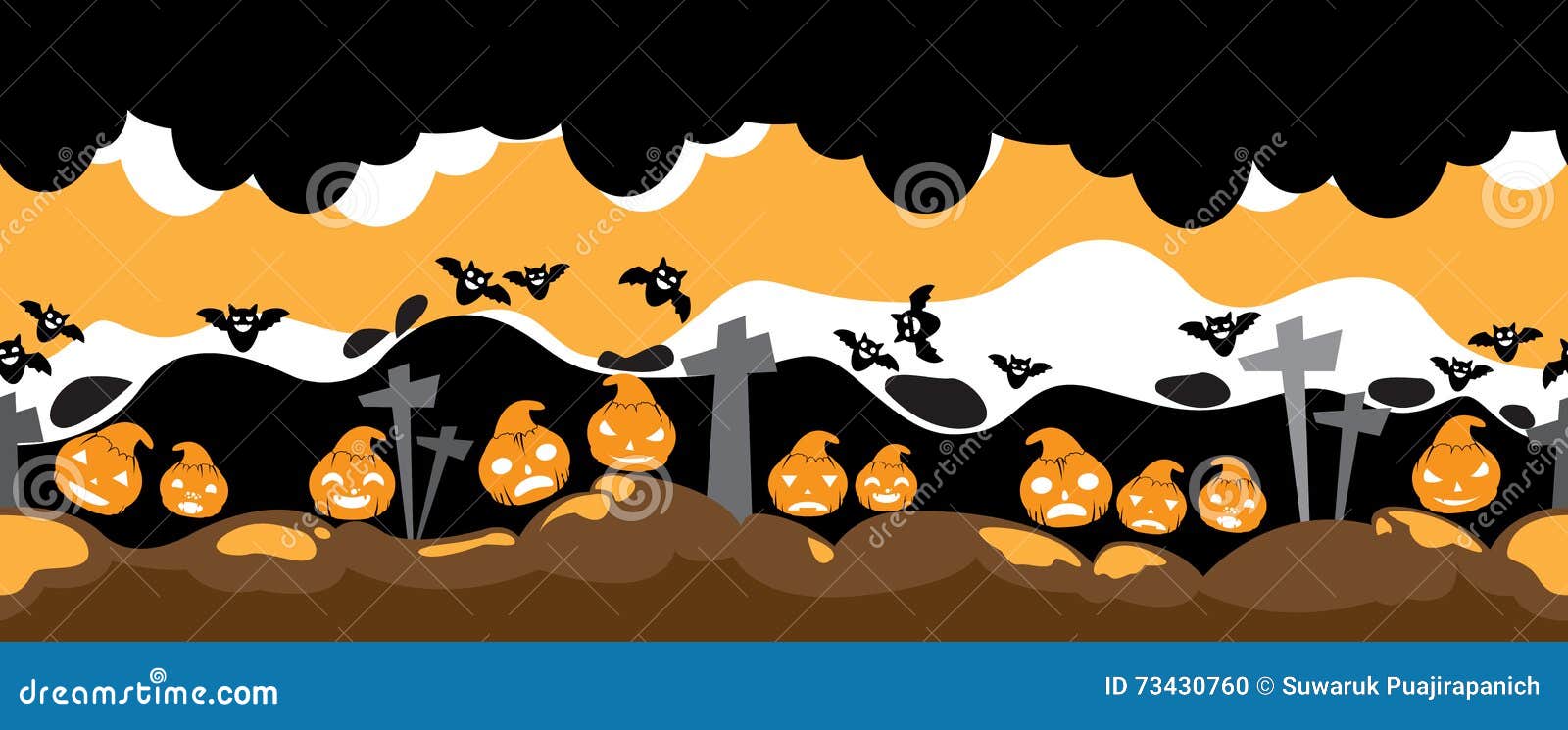 Halloween Vector Horror Scene Stock Vector - Illustration of banner ...