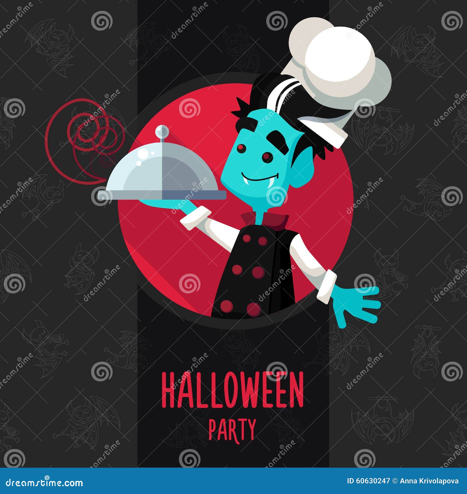 Halloween Vector Illustration in Style Flat about Vampire Chef Stock ...