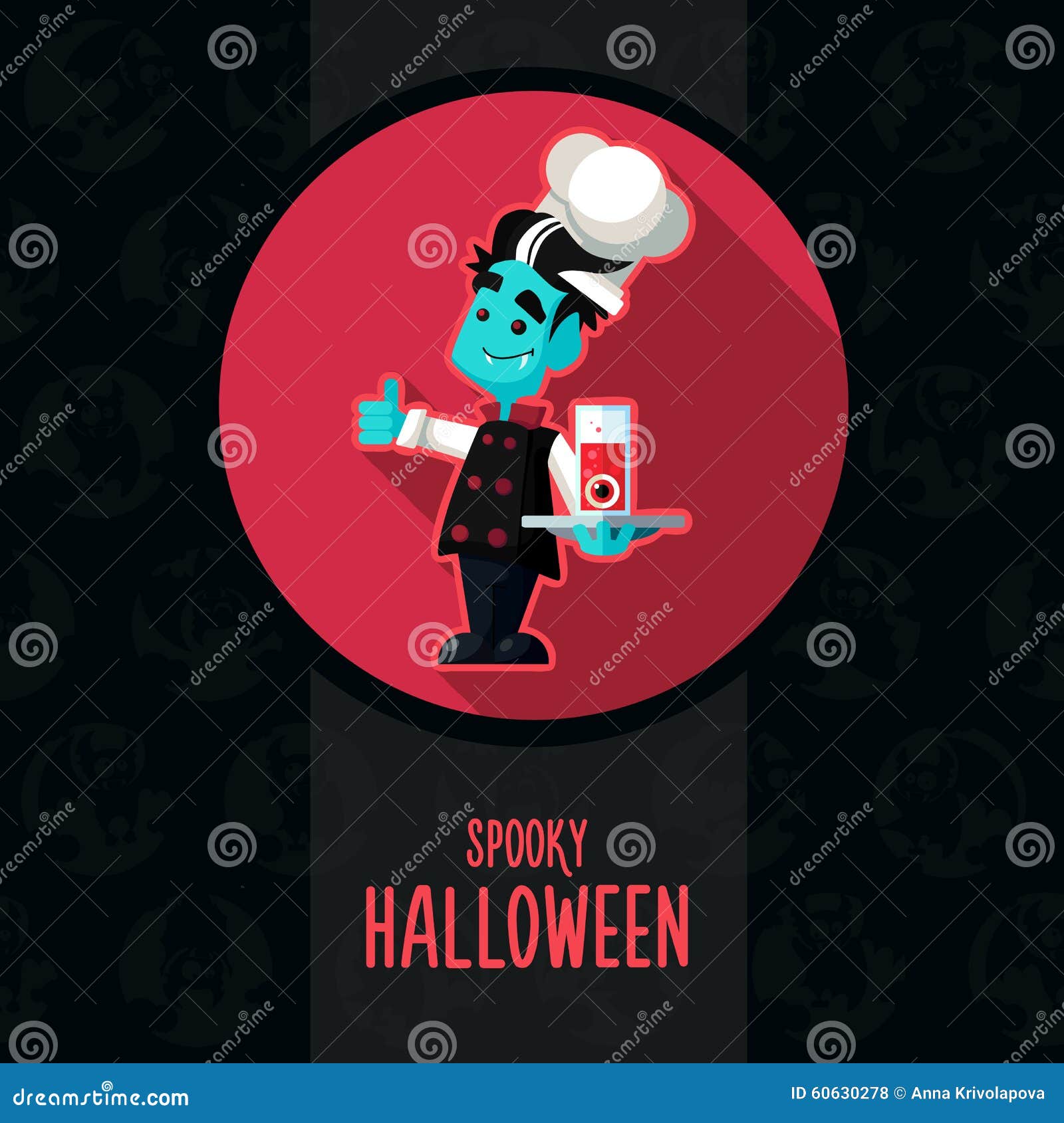 Halloween Vector Illustration in Style Flat about Vampire Chef Stock ...