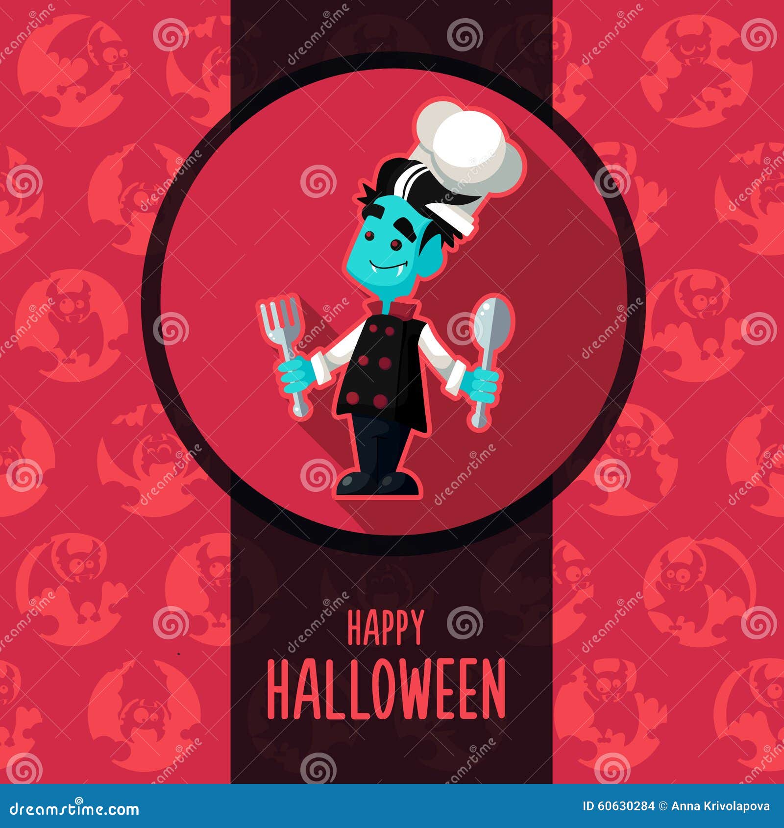 Halloween Vector Illustration in Style Flat about Vampire Chef Stock ...